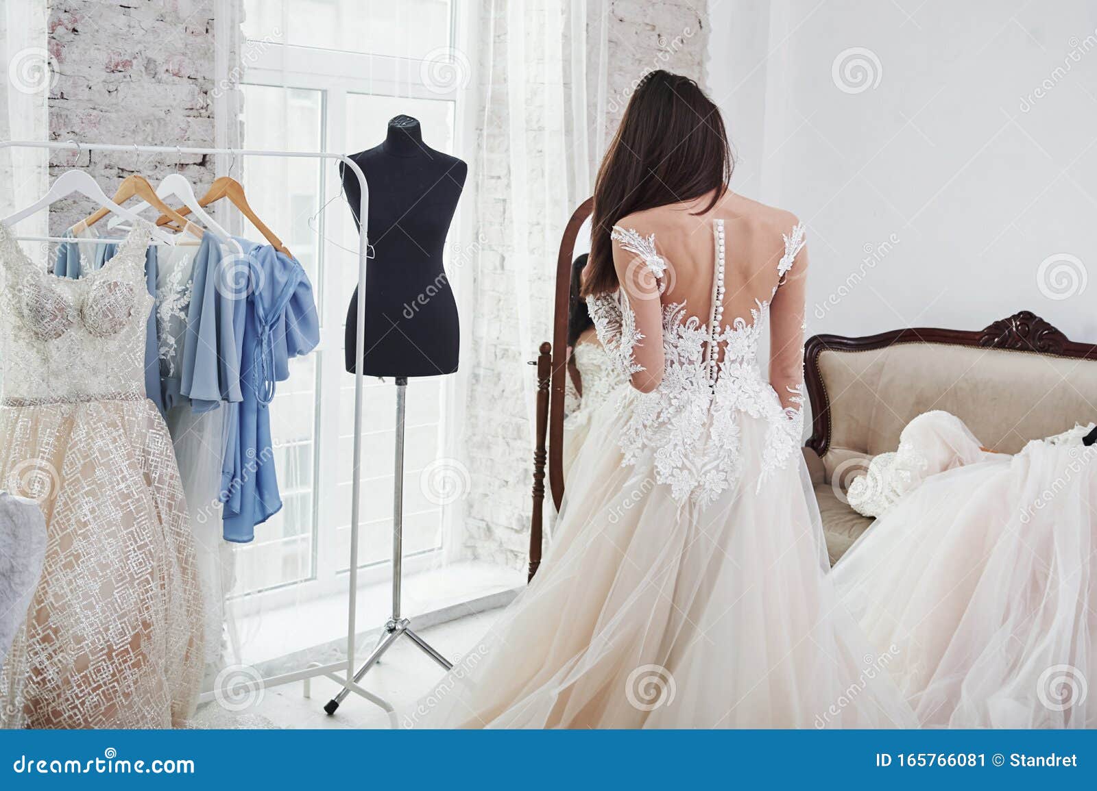 Back View. the Process of Fitting the Dress in the Studio of Hand ...