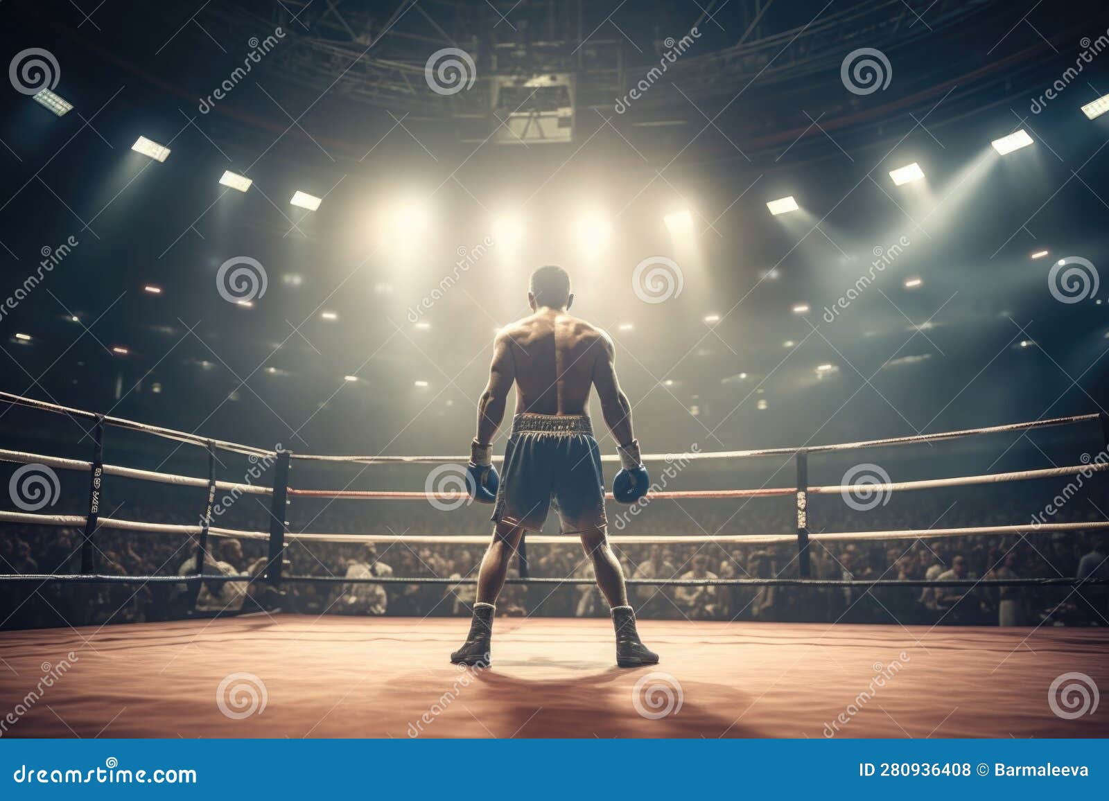 Boxer In Ring Vector Illustration Isolated On White Background. Strong ...