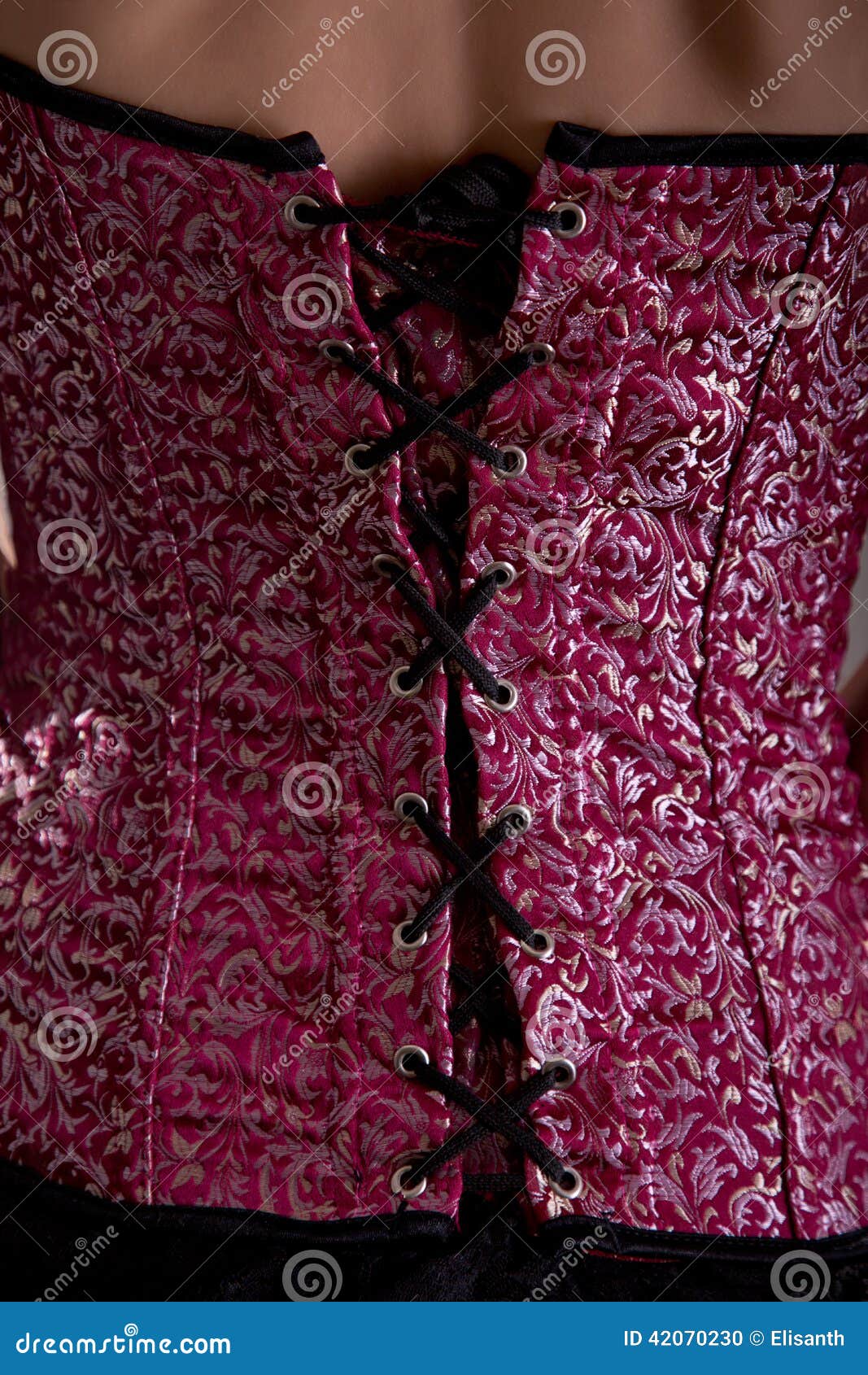 Back View of Purple Corset with Floral Pattern Stock Photo - Image of ...