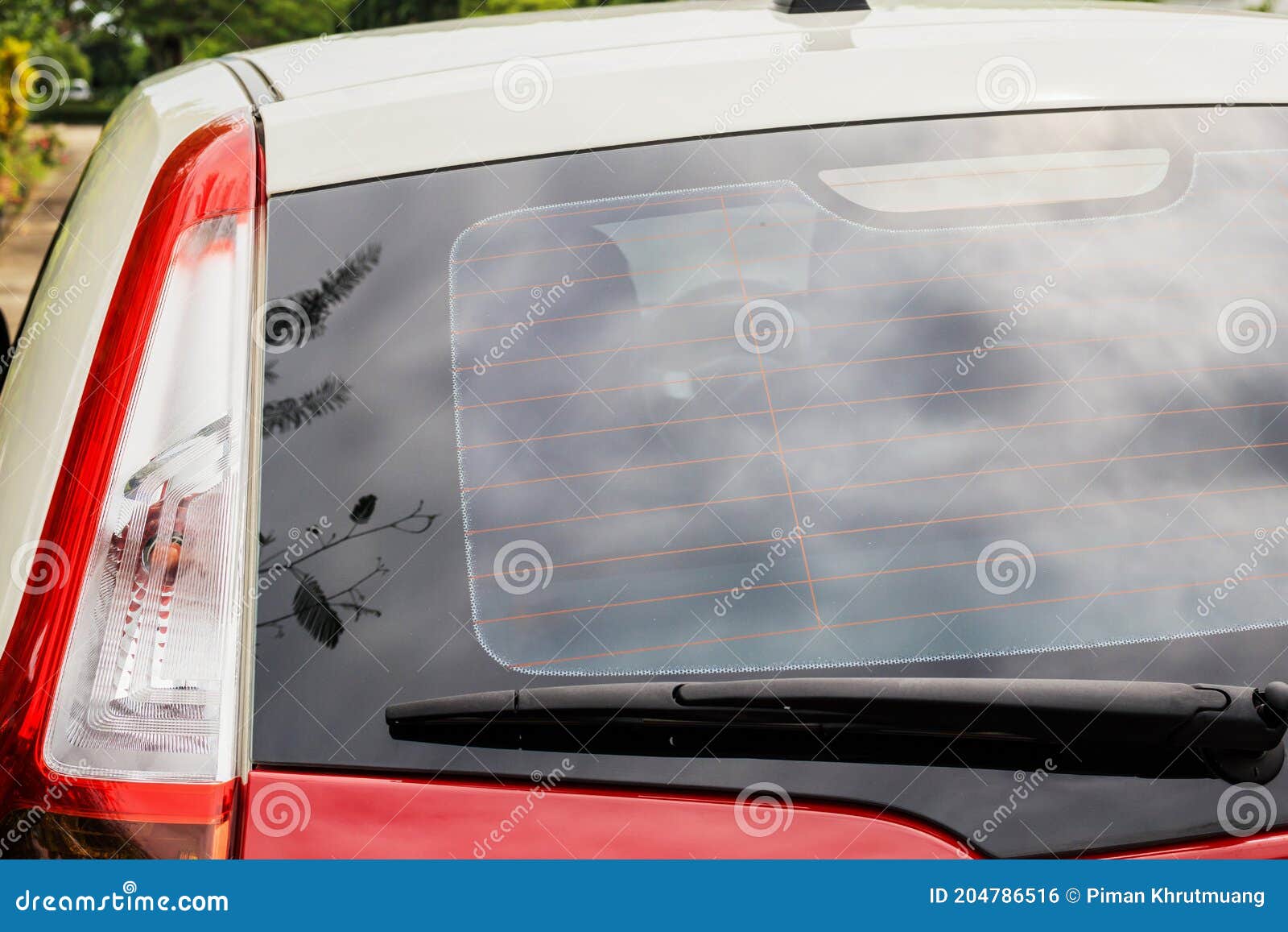 Back View of Red Car Window for Sticker Mockup Stock Photo - Image of ...