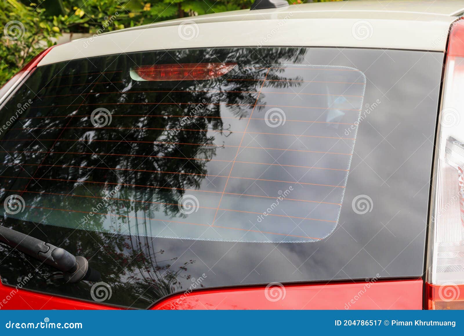 Back View of Red Car Window for Sticker Mockup Stock Image - Image of ...