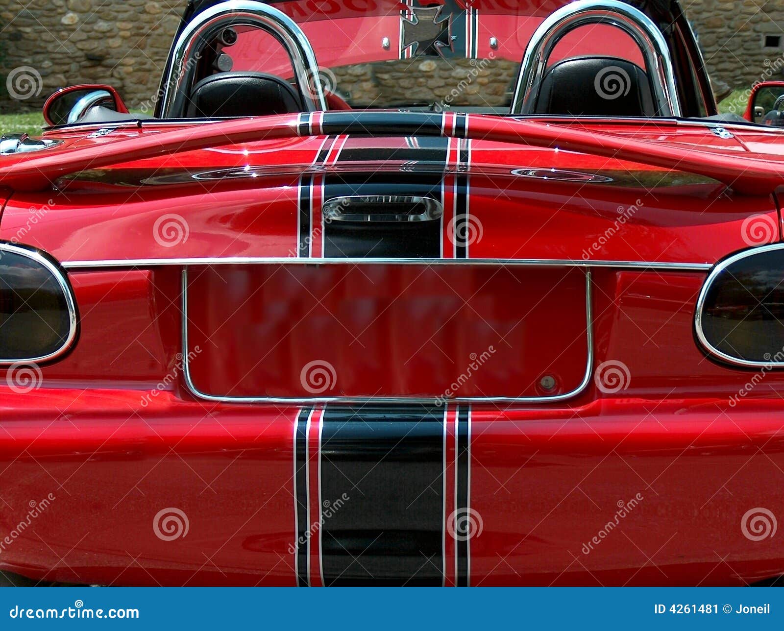 Back View of Red Convertible Stock Image - Image of transport, stripes ...