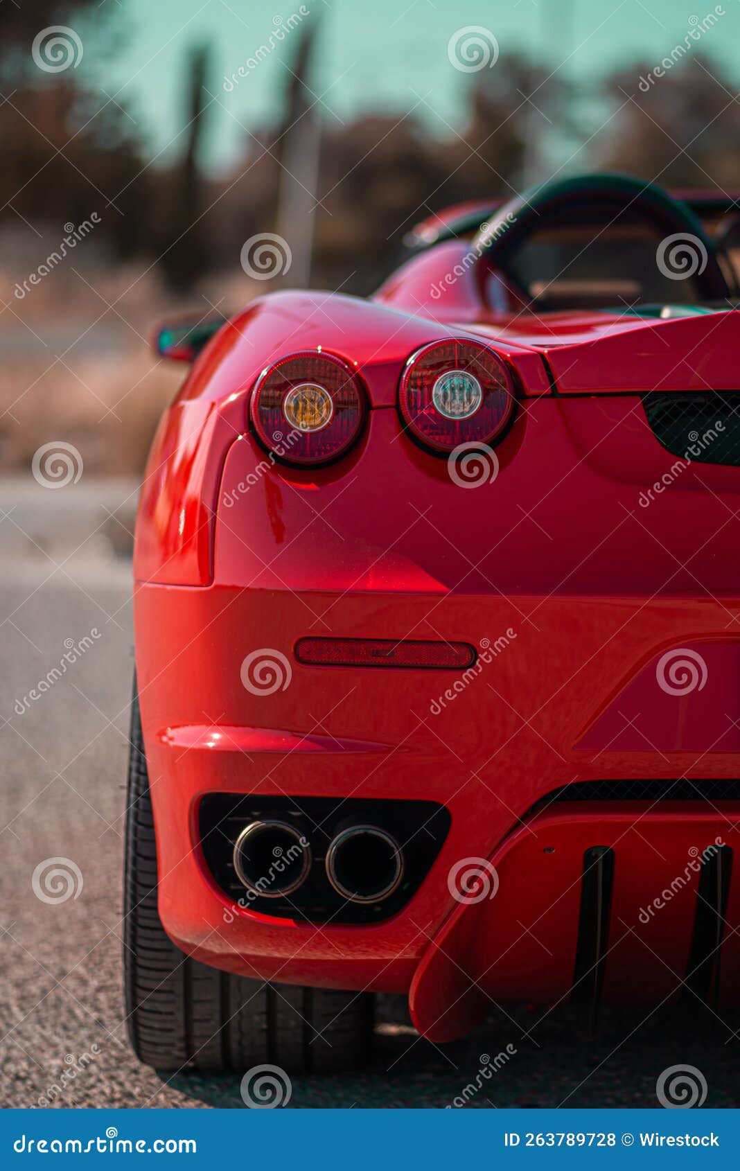 Back View of Red Ferrari Car Headlights Editorial Stock Photo - Image ...
