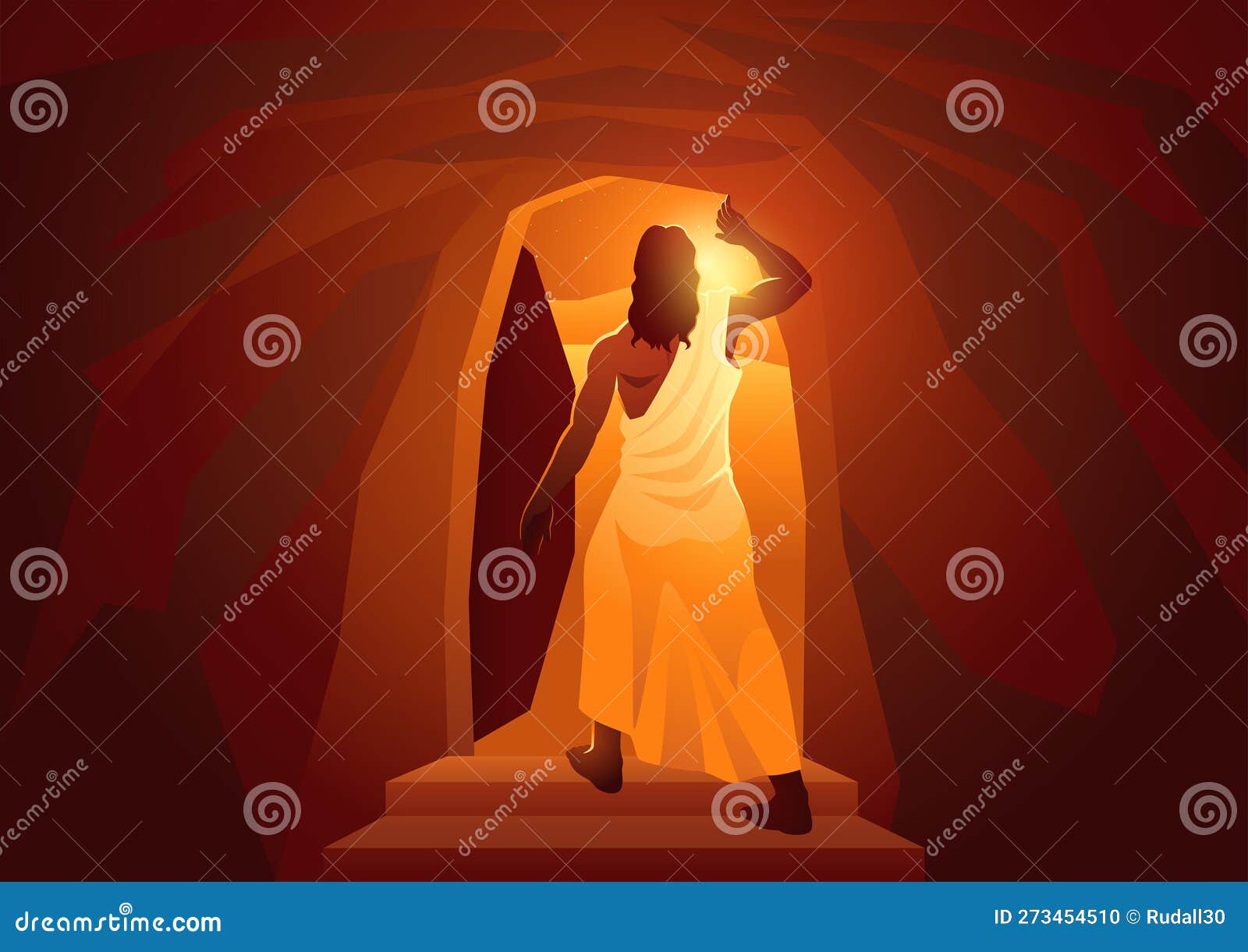 Back View of the Resurrection of Jesus Stock Vector - Illustration of ...