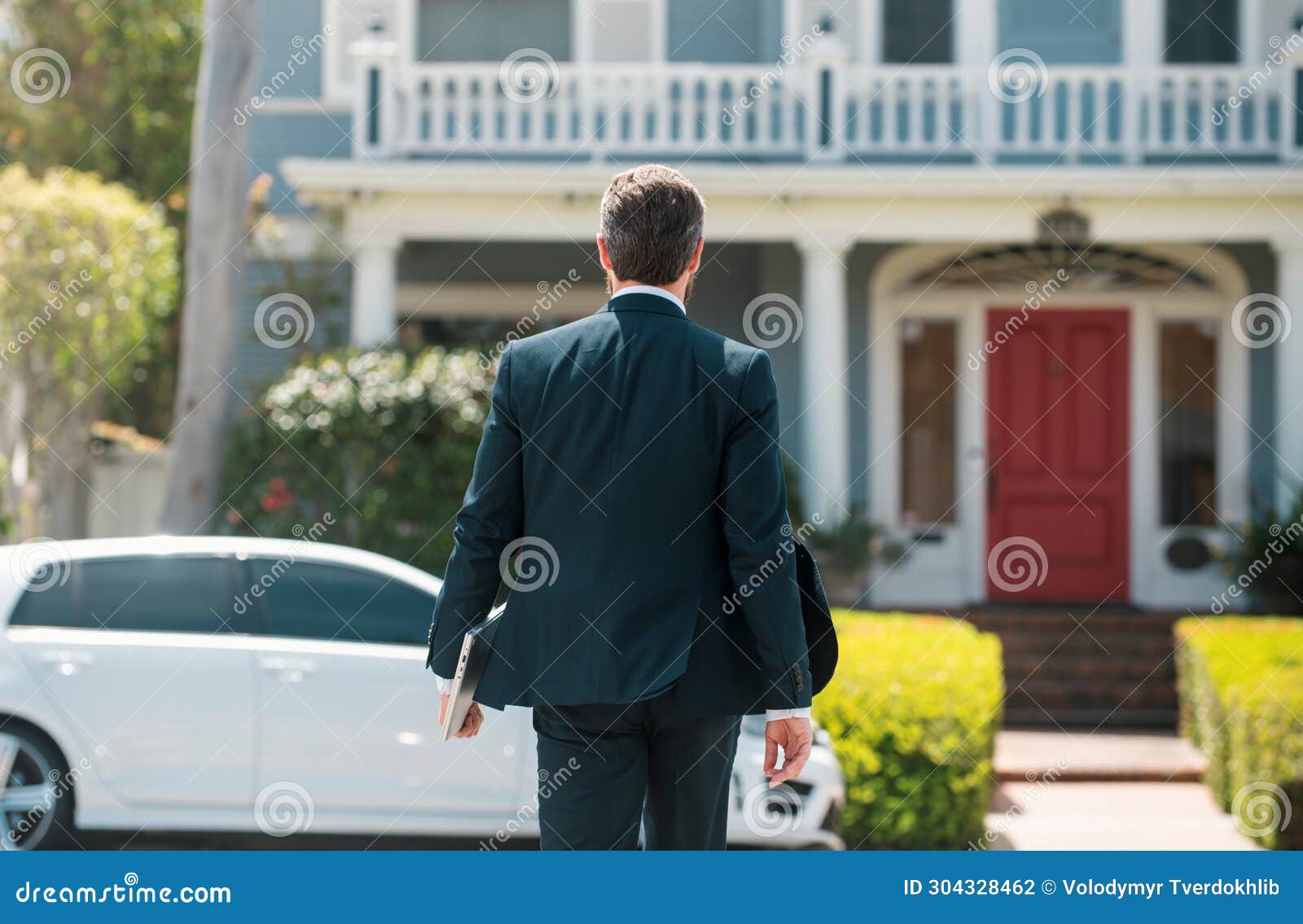 Back View of Rich Business Man Outdoor. Stock Photo - Image of back ...
