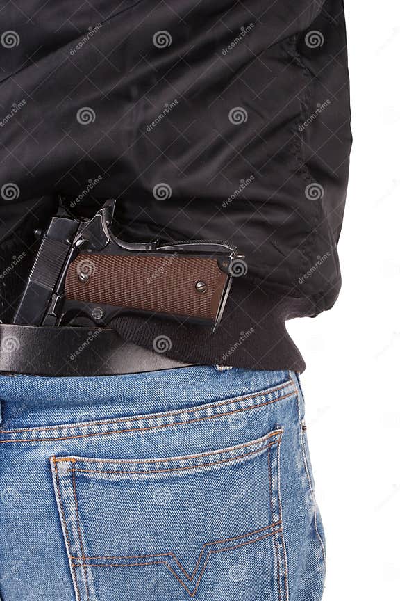 Back View of Robber with Handgun Stock Image - Image of colt, crime ...