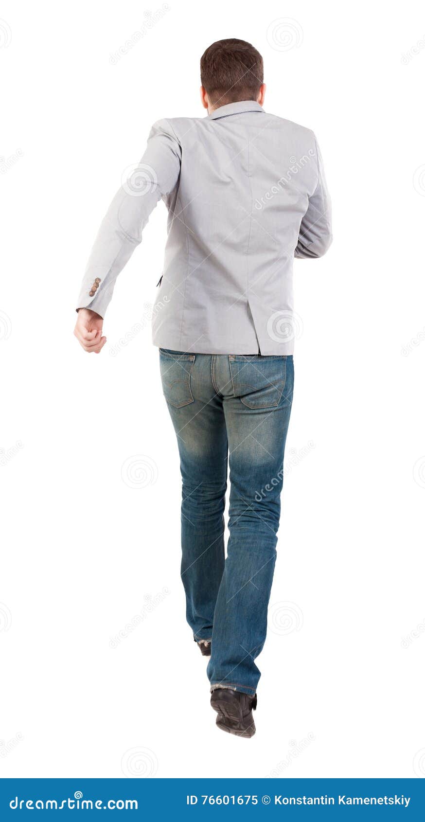 Back View of Running Business Man. Stock Image - Image of watching ...