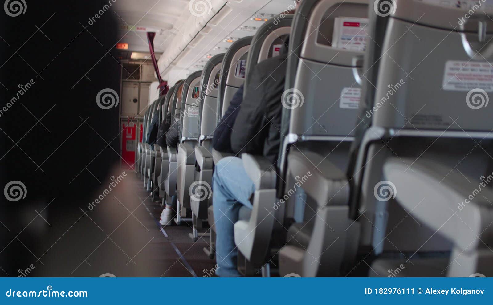 Back View of Seat Rows in Plane. Eye Angle View. Stock Video - Video of ...