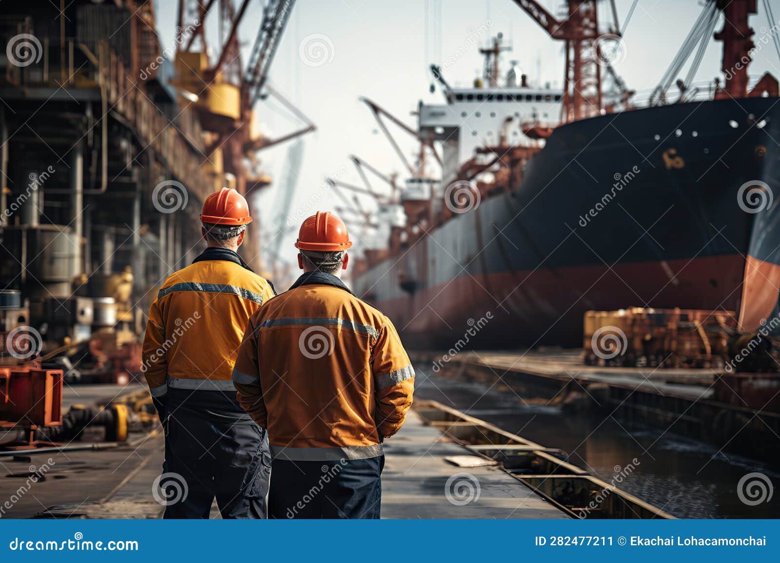 Shipyard, With A View Of Various Vessels Under Construction And Repair ...