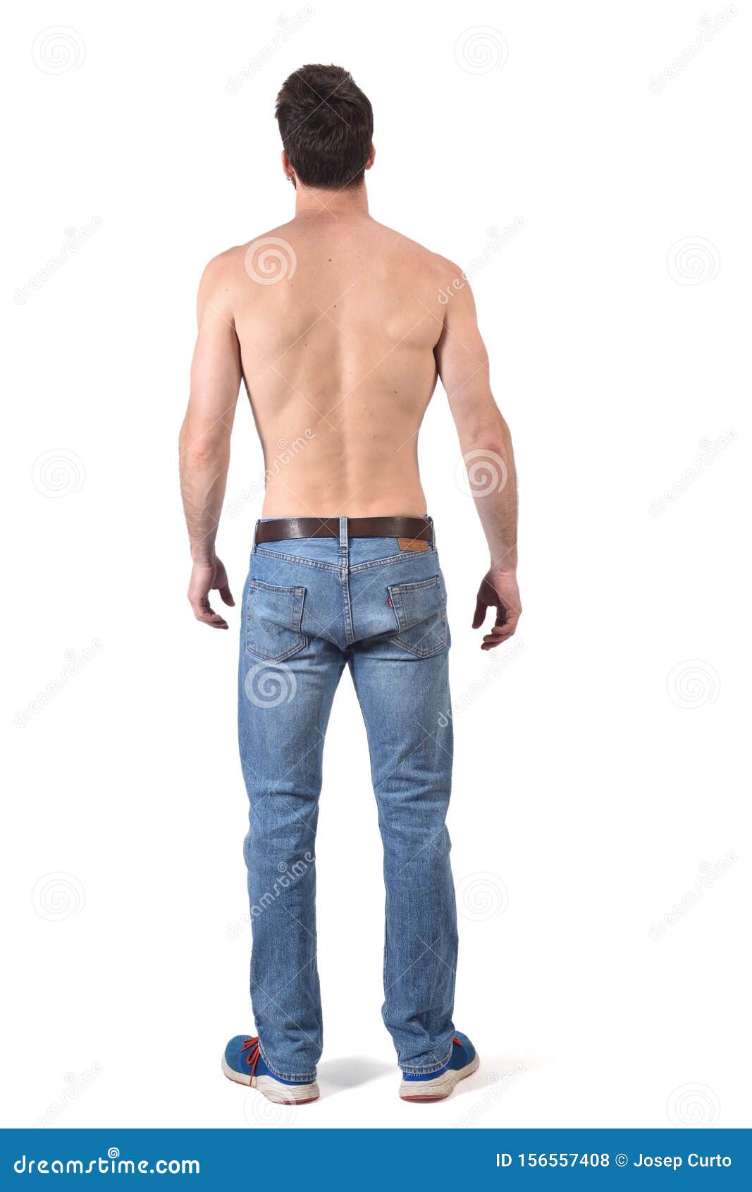 Back View of a Shirtless Man on White Stock Photo - Image of human ...