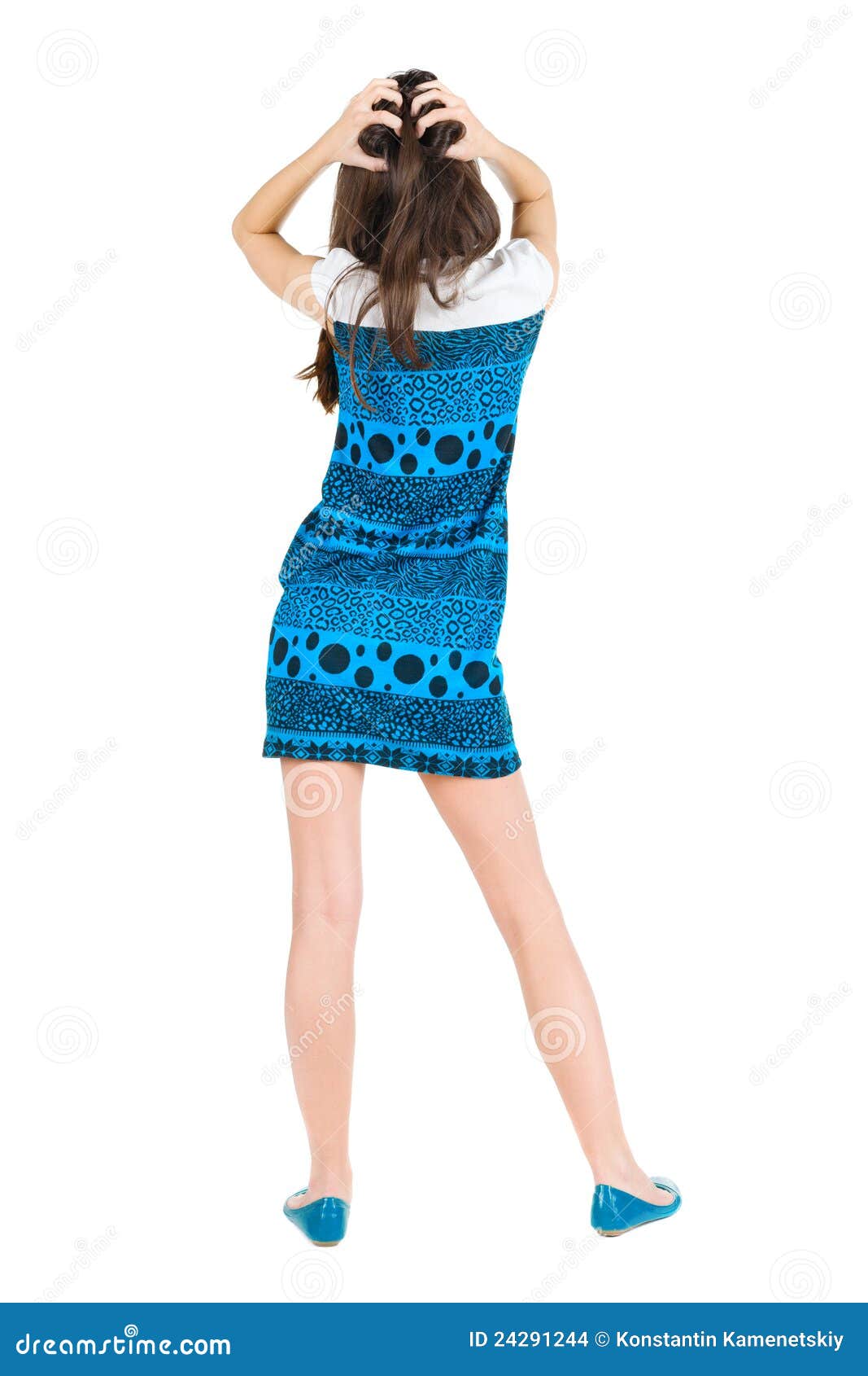 Back View of Shocked Beautiful Young Woman . Stock Photo - Image of ...