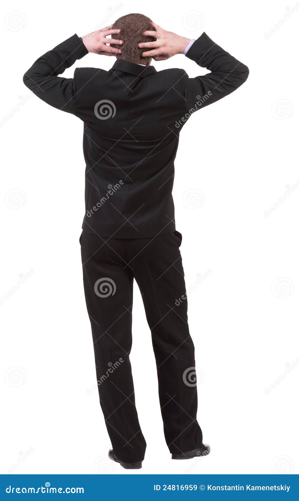 Back View of Shocked Business Man in Black Suit Stock Image - Image of ...