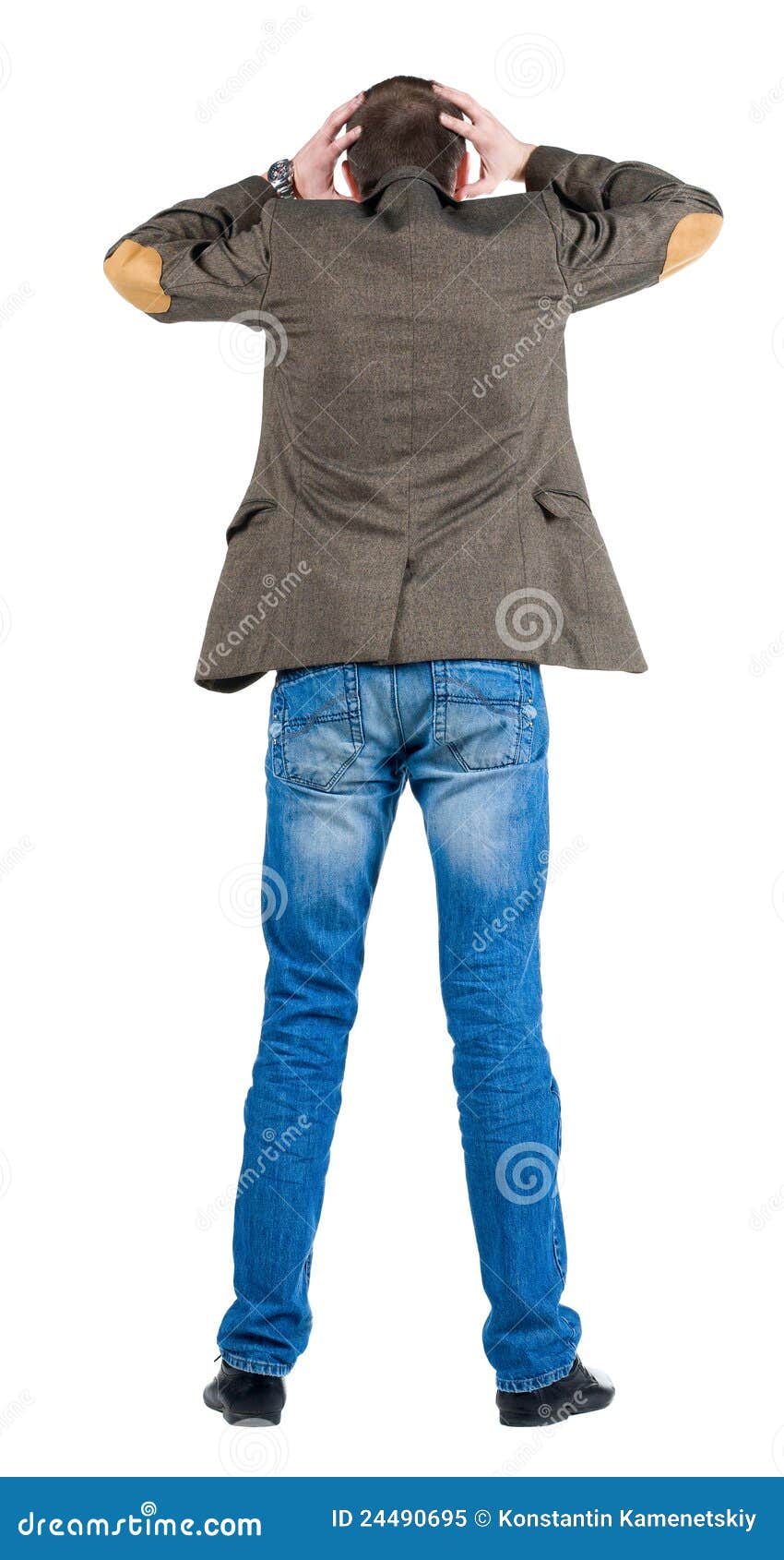 Back View of Shocked Business Man in Suit Jacket . Stock Image - Image ...