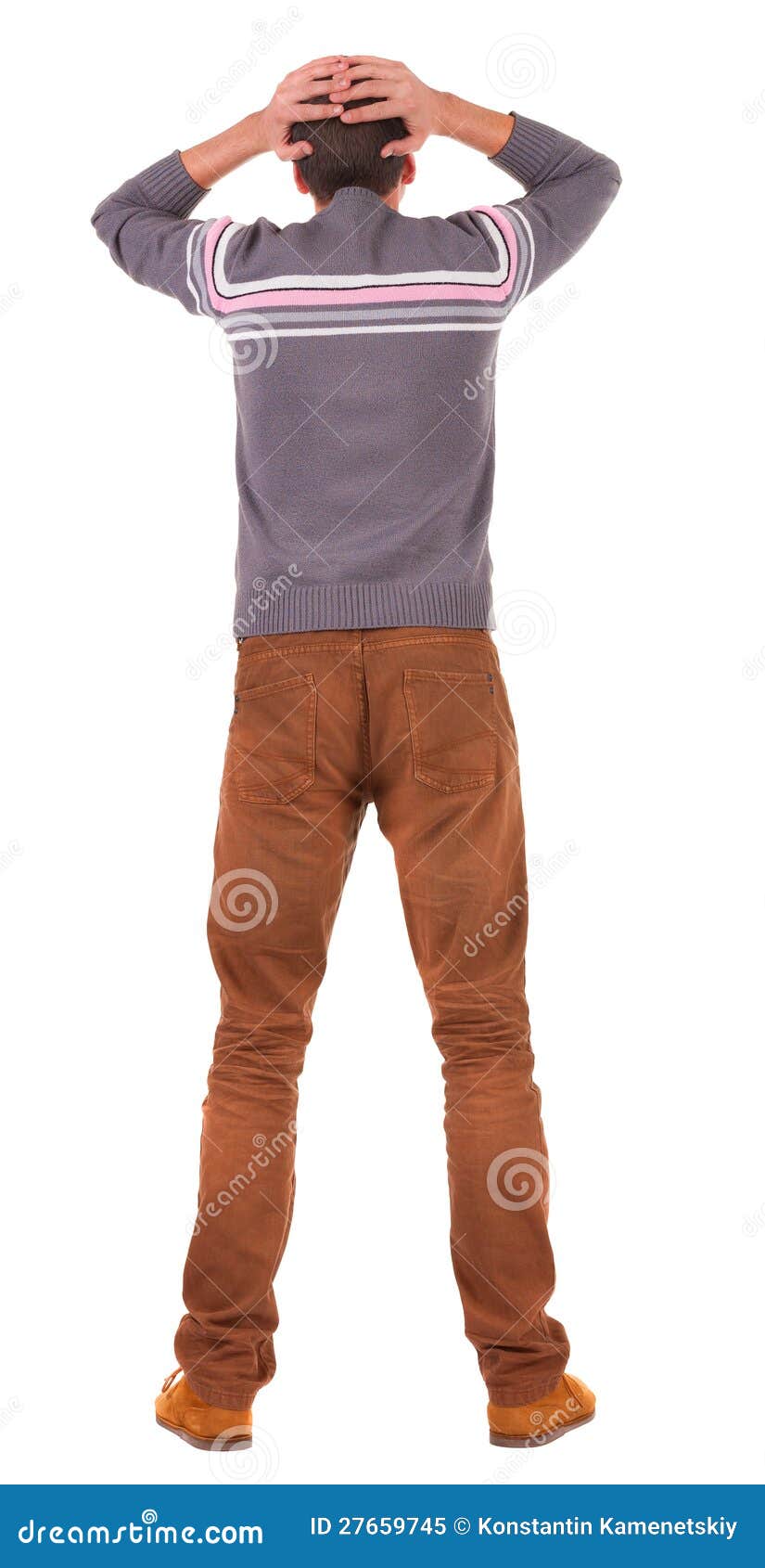 Back View of Shocked Business Man in Sweater . Upset Young Guy Stock ...