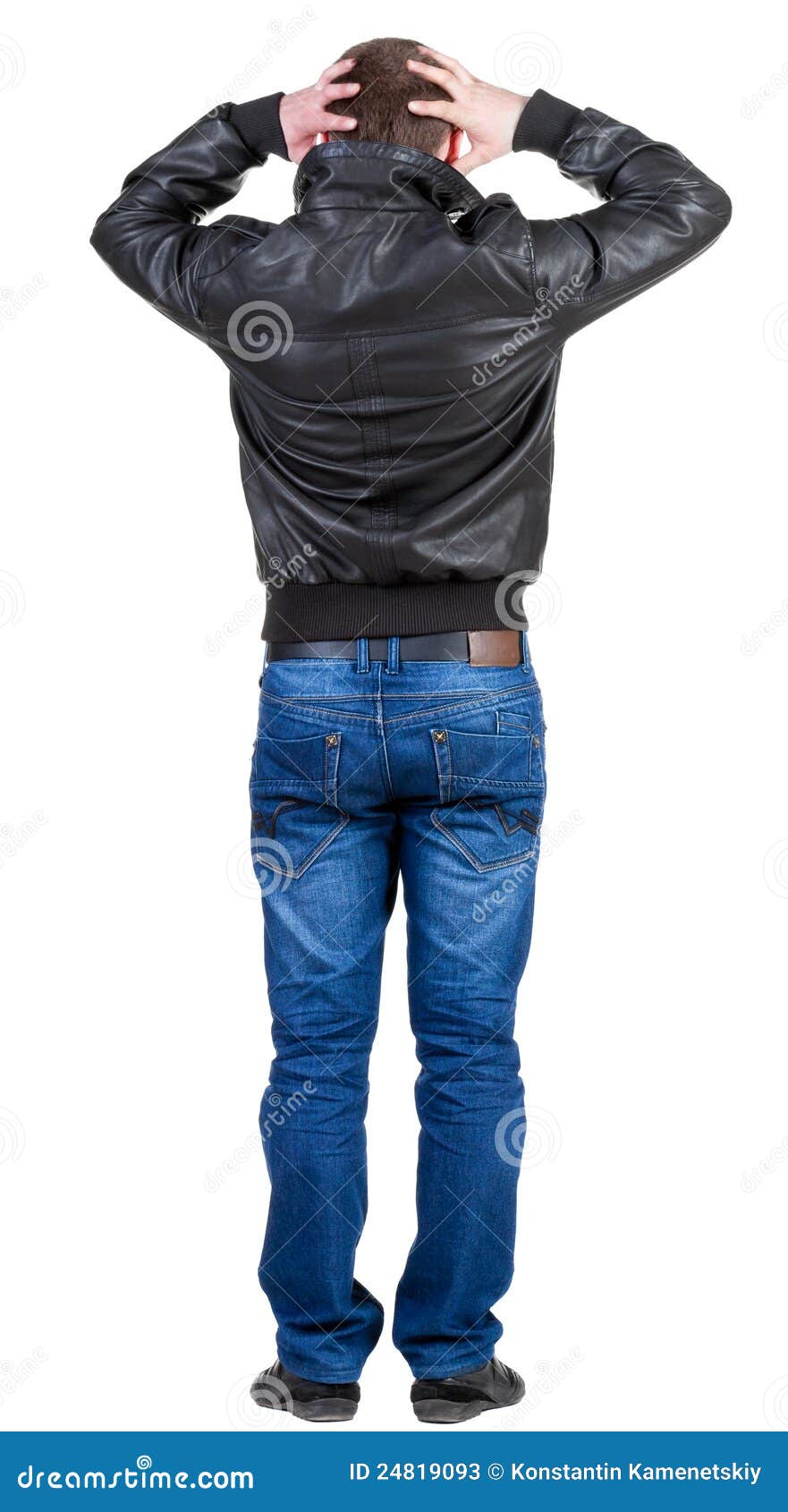 Back View of Shocked Man in Jacket Stock Image - Image of rear ...