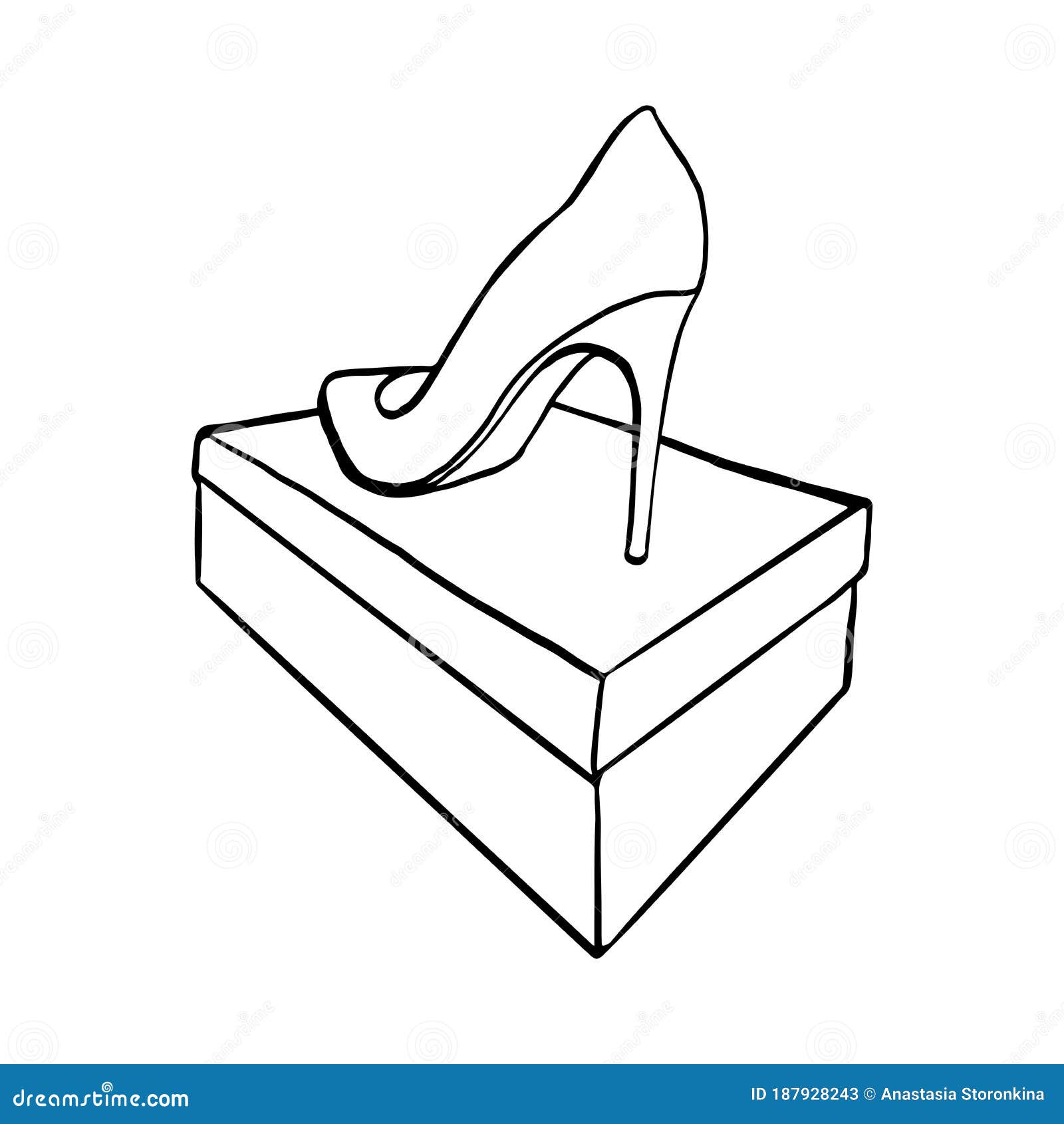 Back View of a Shoe on the Box. Outline Hand Drawn Sketch Stock Vector ...