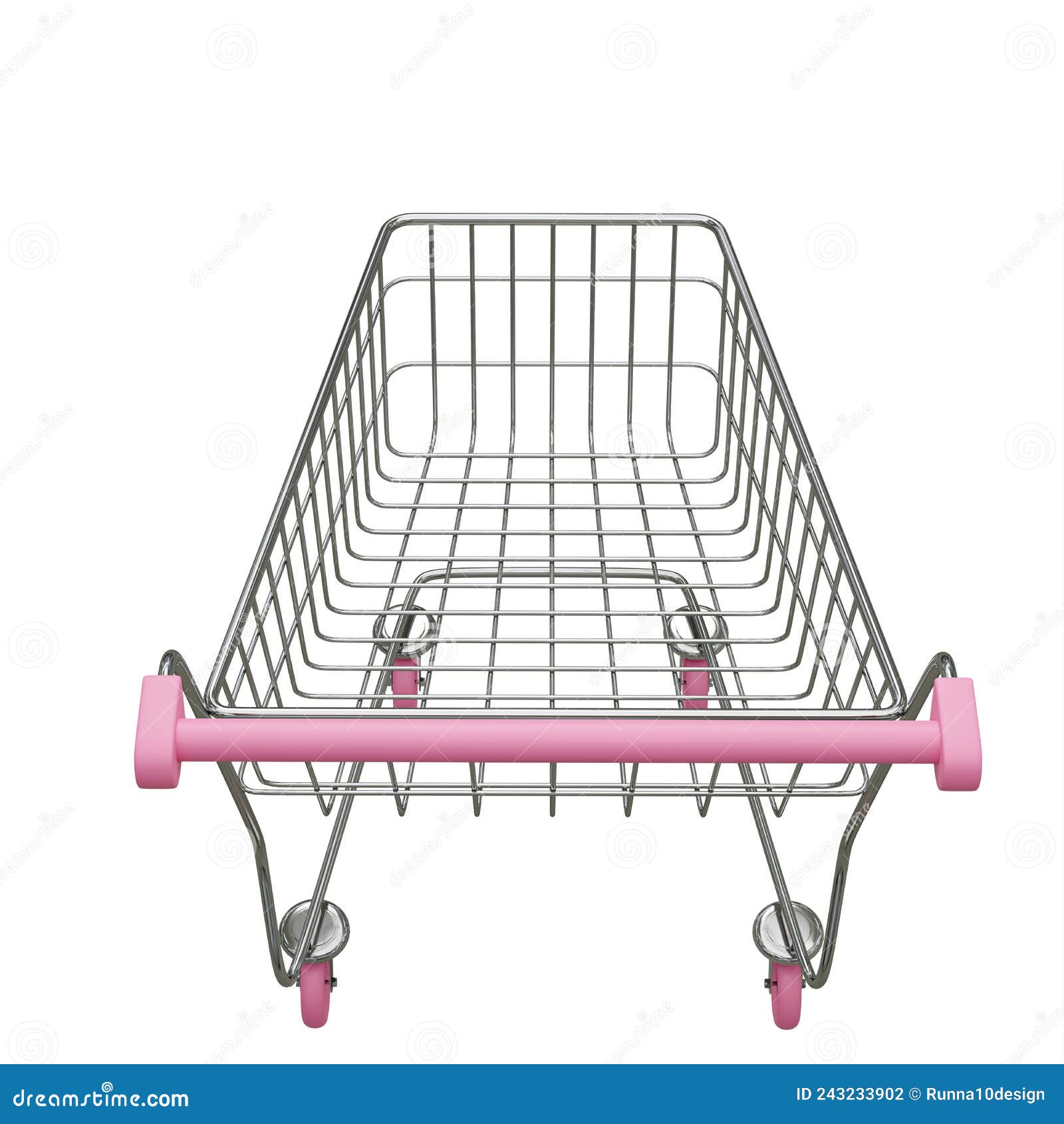 Back View of Shopping Cart Isolated on White Background 3d Render Stock ...