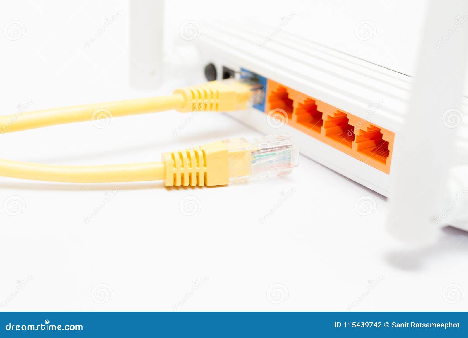 The Back View Shows the Ports of the Internet Router. Stock Photo ...