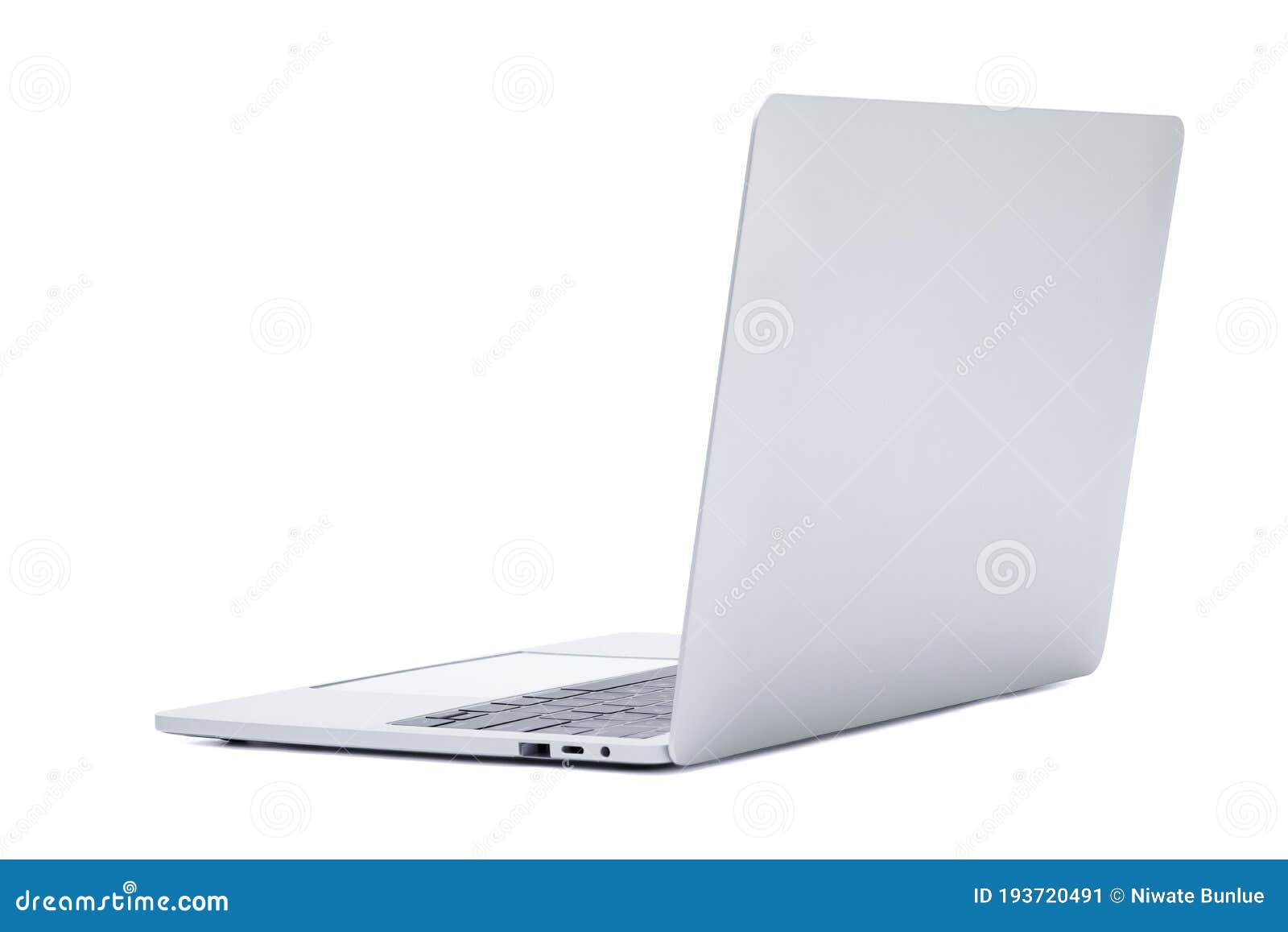 Back View of Silver Laptop Computer Isolated on White Background Stock ...