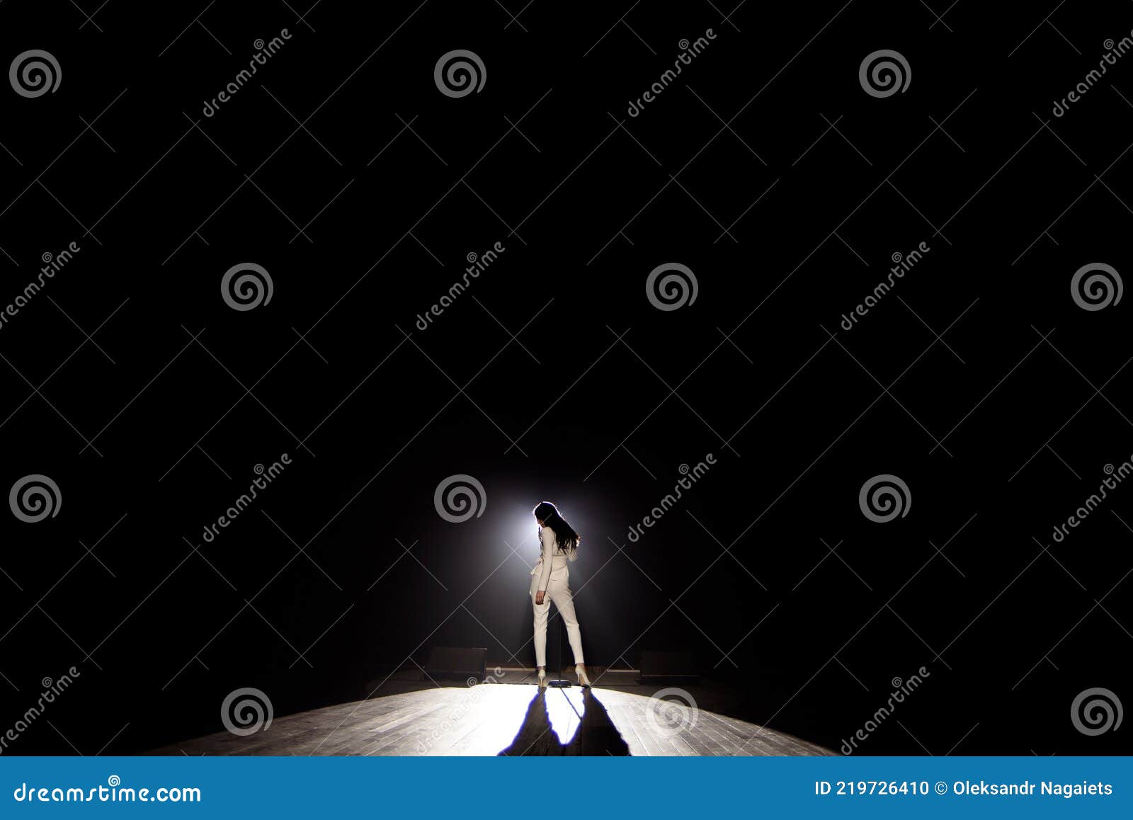 Back View Singer Microphone Singing Song Stage White Lights Stock ...