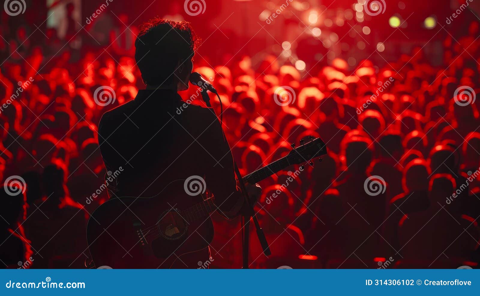 Back View of Singer Singing in Auditorium Stock Illustration ...