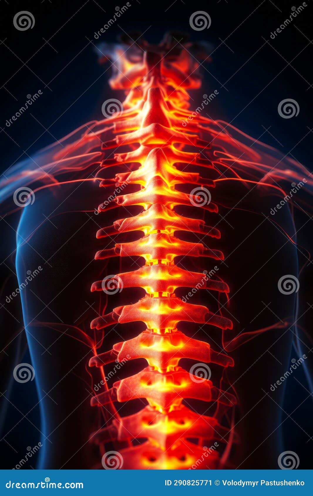 Back View of Skeleton with Highlighted Back and Neck. Generative AI ...