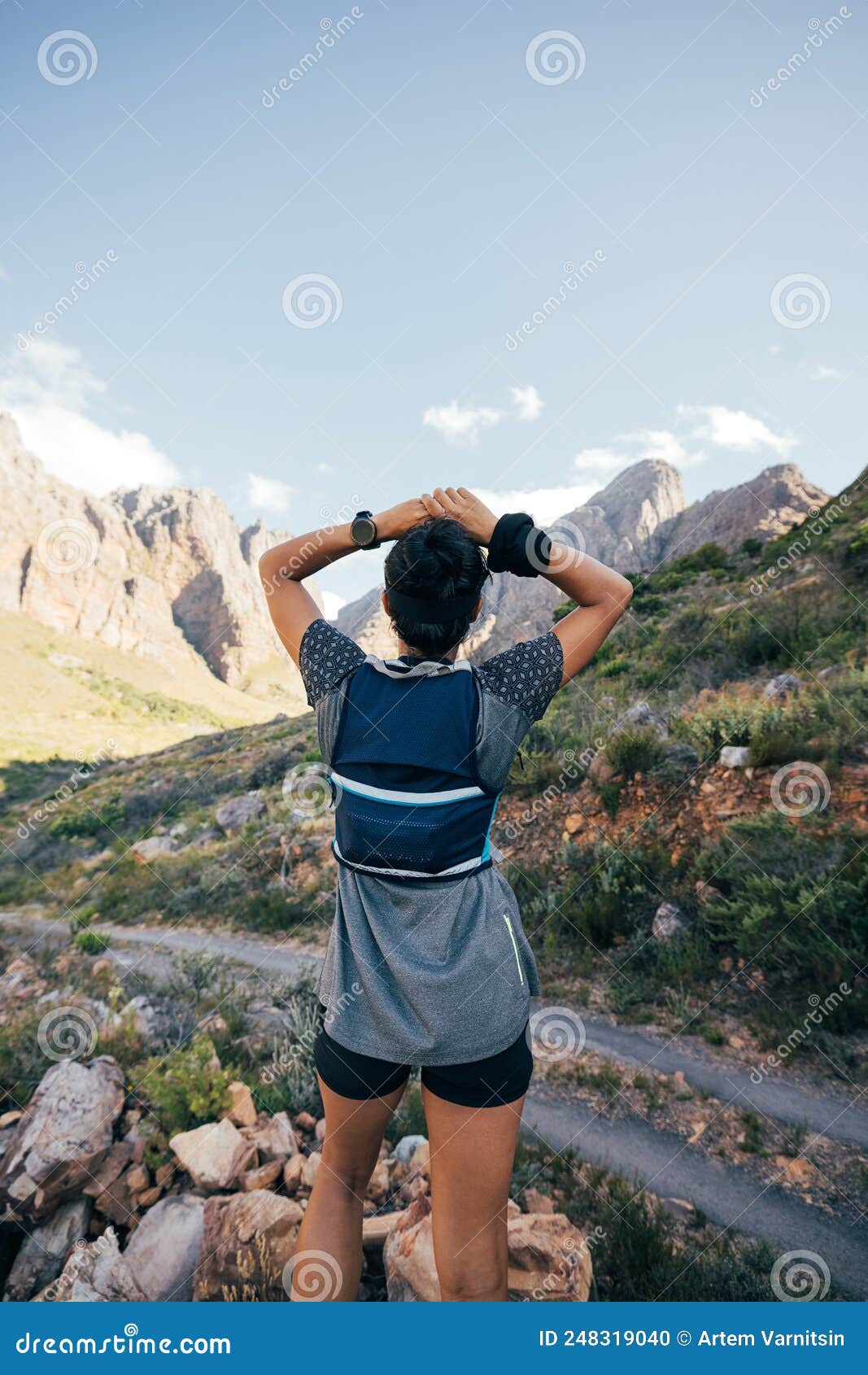 Back View of Slim Woman Relaxing and Enjoying the View Stock Photo ...