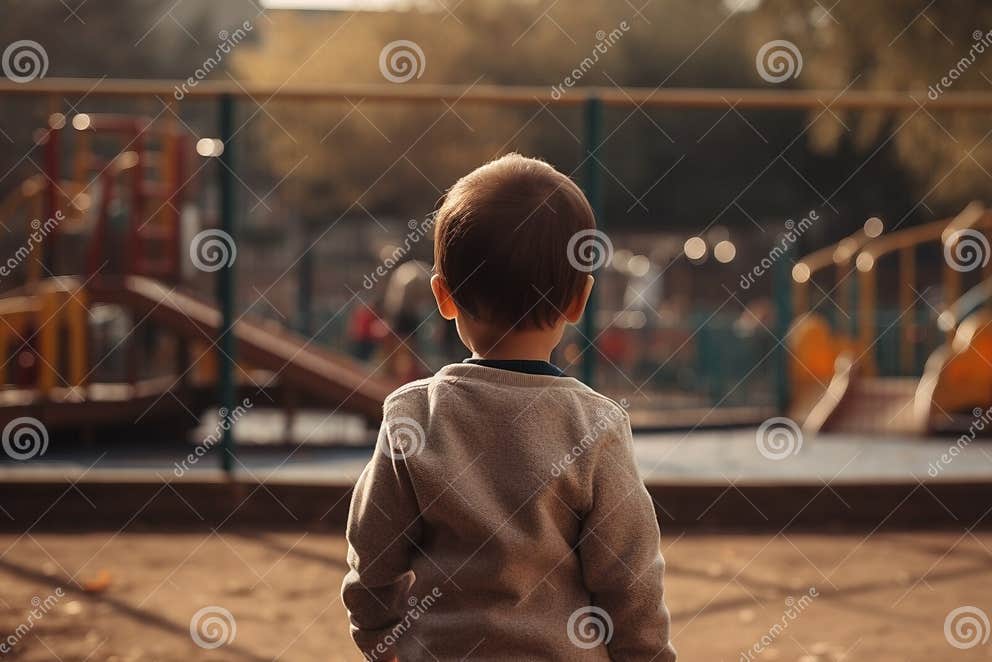 Back View of Small Child at Empty Playground Stock Illustration ...