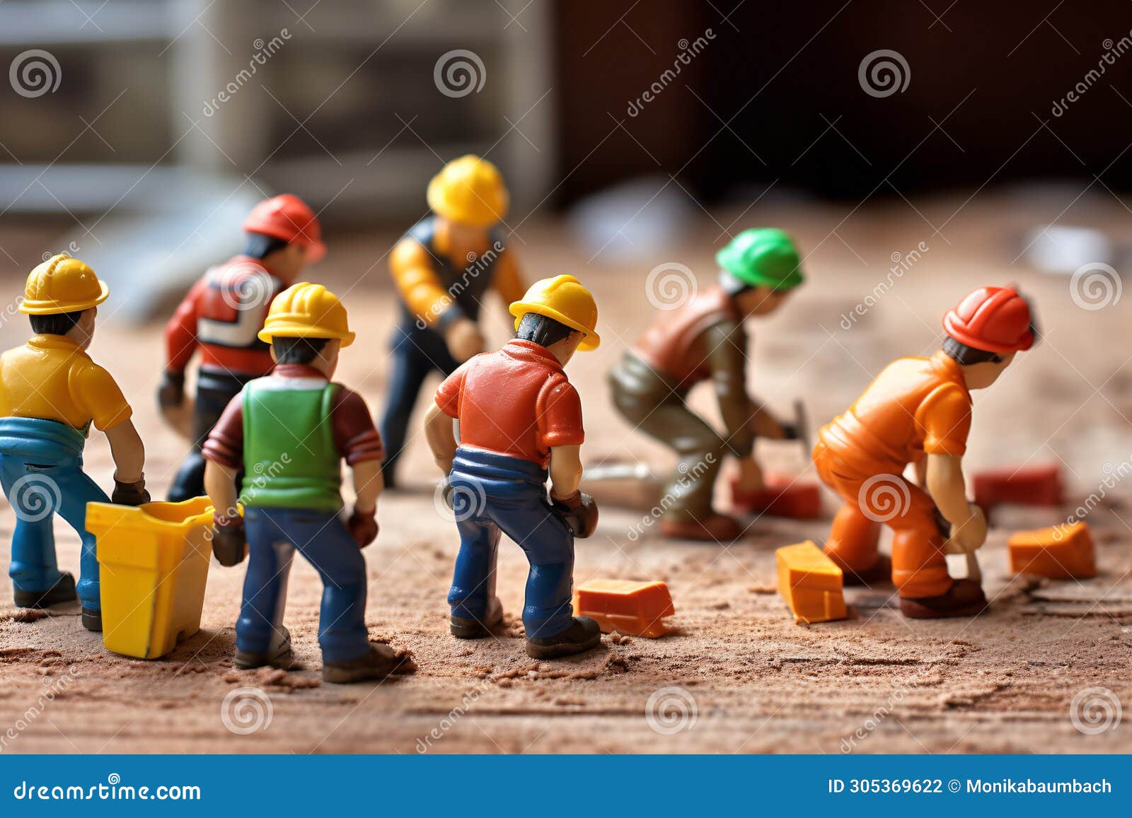 Small Construction Worker Toy Figurines with Safety Helmets at ...