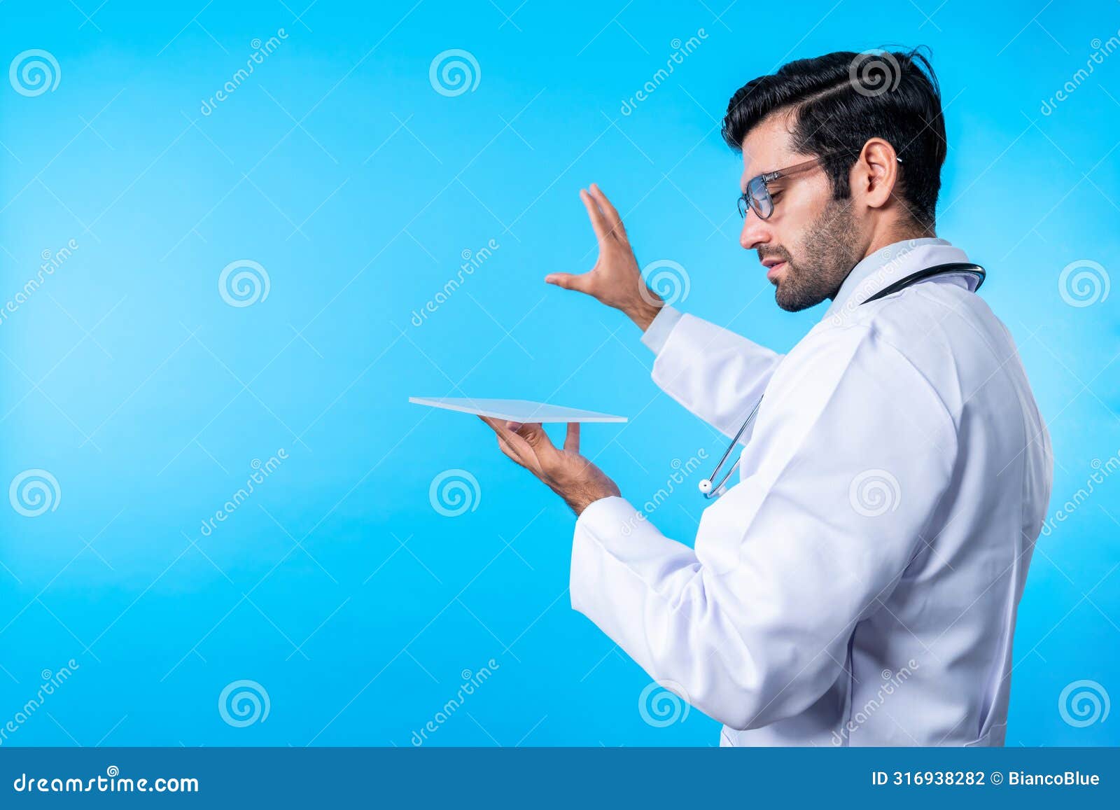 Back View of Smart Doctor Looking Application Form while Standing ...