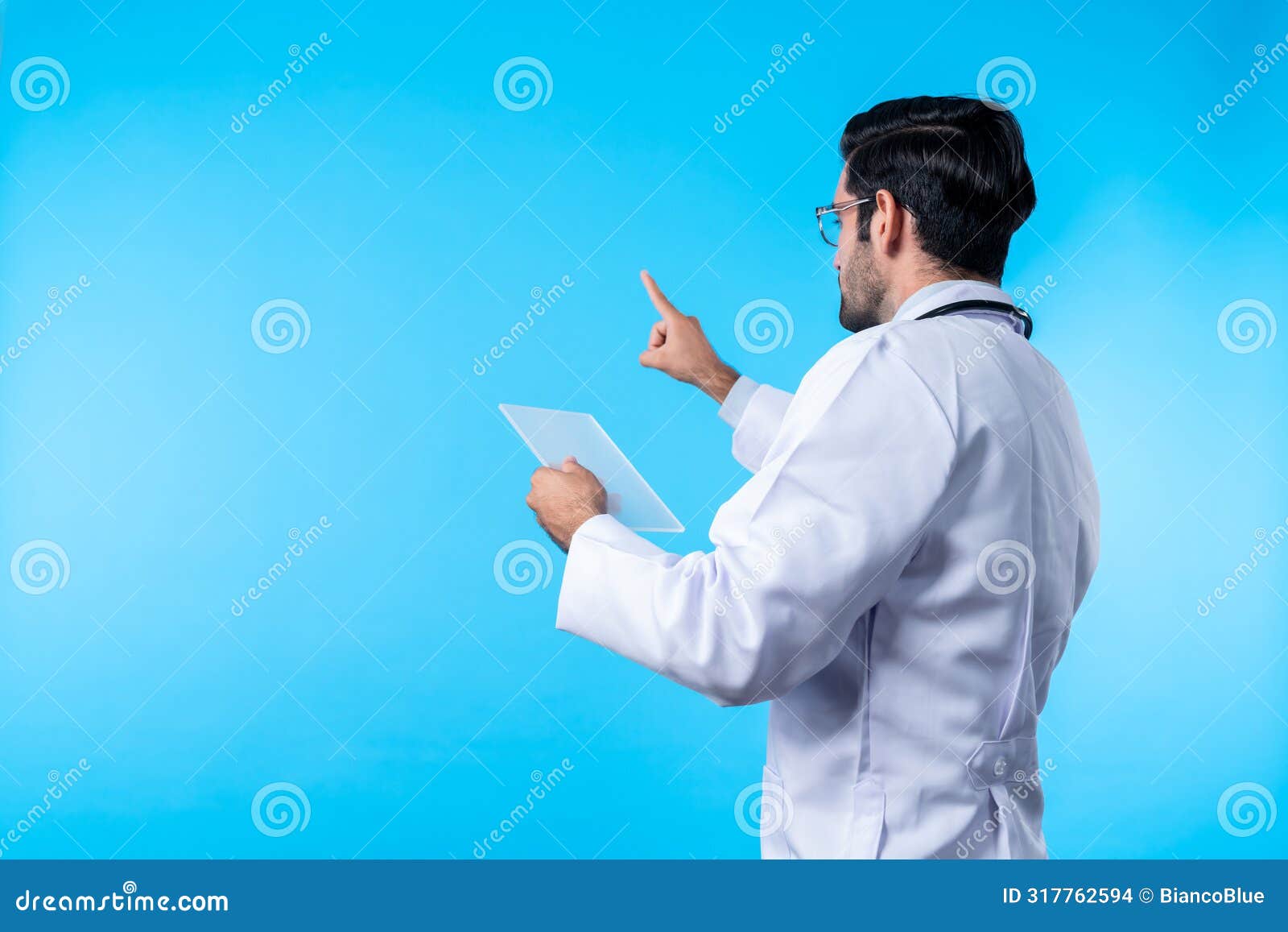 Back View of Smart Doctor Looking Application Form while Standing ...