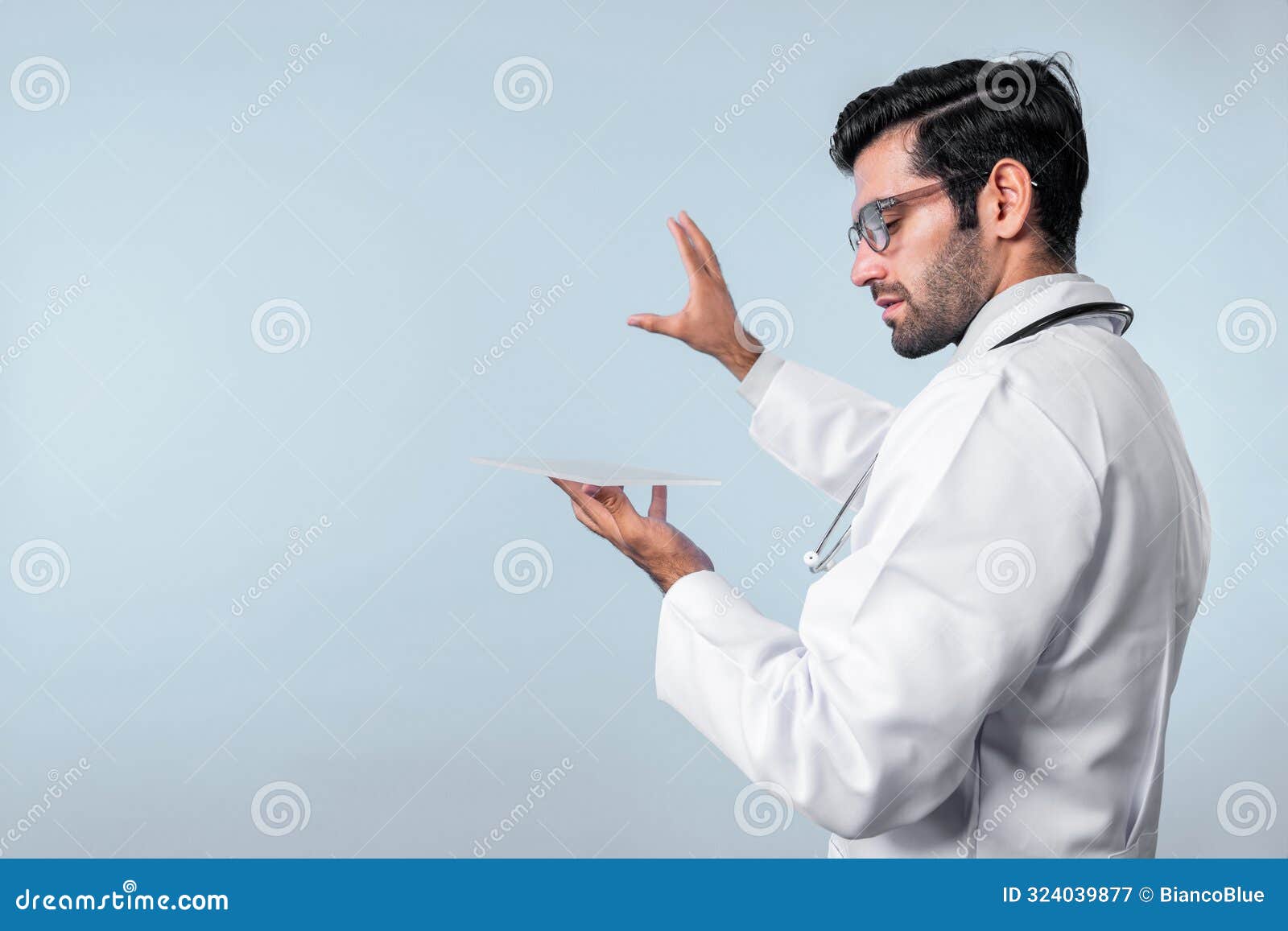 Back View of Smart Doctor Looking Application Form while Standing ...