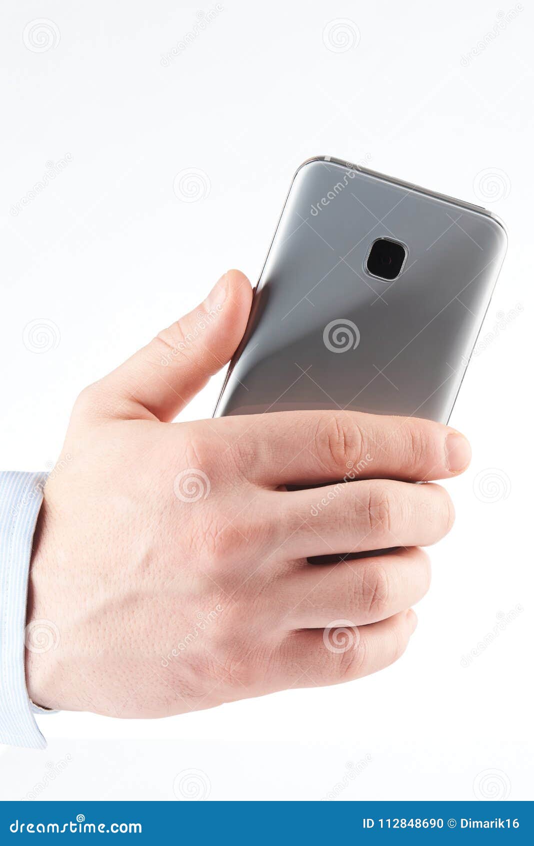Back View of Smartphone in Hand Stock Photo - Image of communication ...