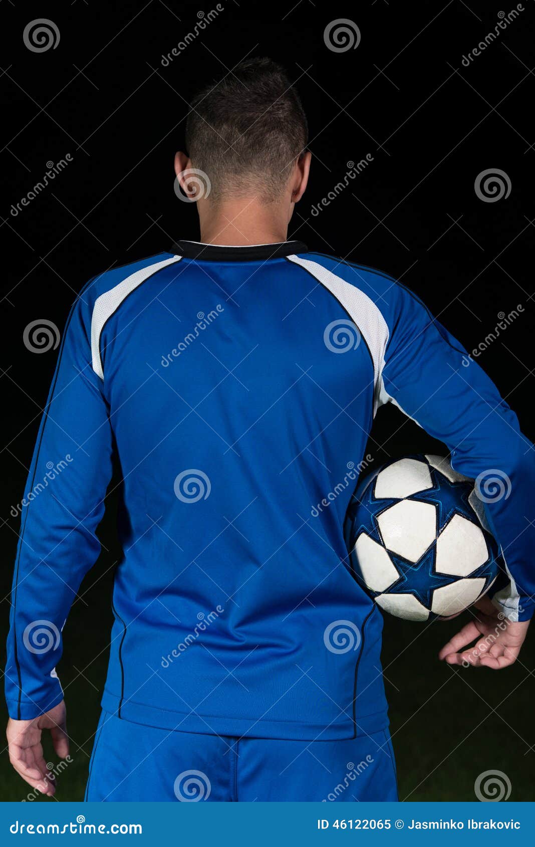 Back View of Soccer Player on Black Background Stock Image - Image of ...