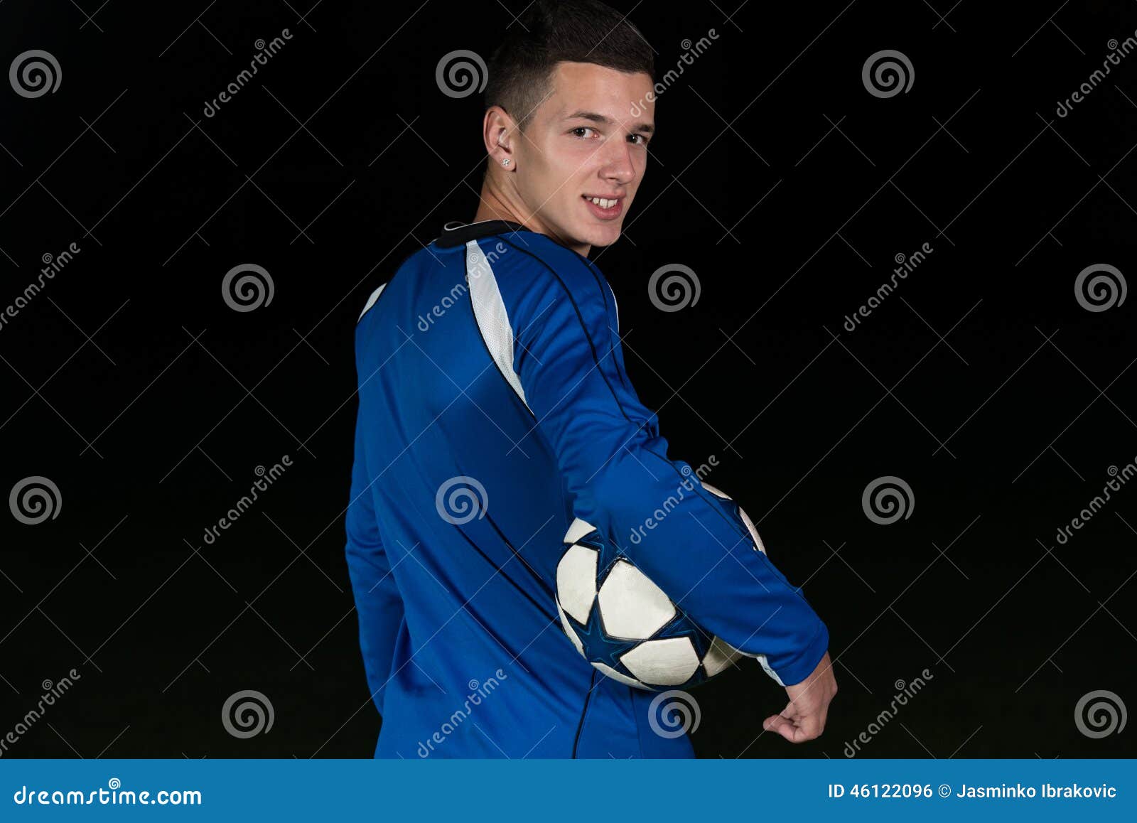 Back View of Soccer Player on Black Background Stock Photo - Image of ...