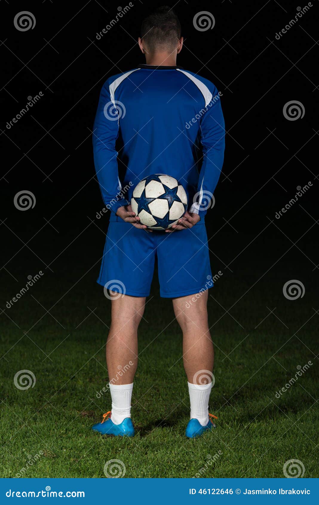 Back View of Soccer Player on Black Background Stock Photo - Image of ...