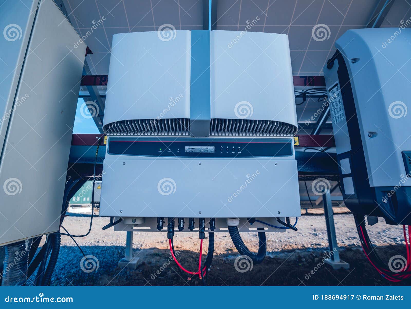 Back View of Solar Panel. Inverter To Transform Direct Current into ...