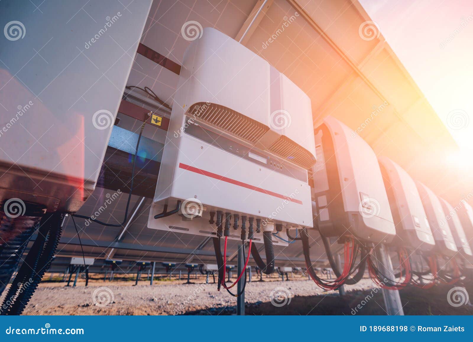 Back View of Solar Panel. Inverter To Transform Direct Current into ...