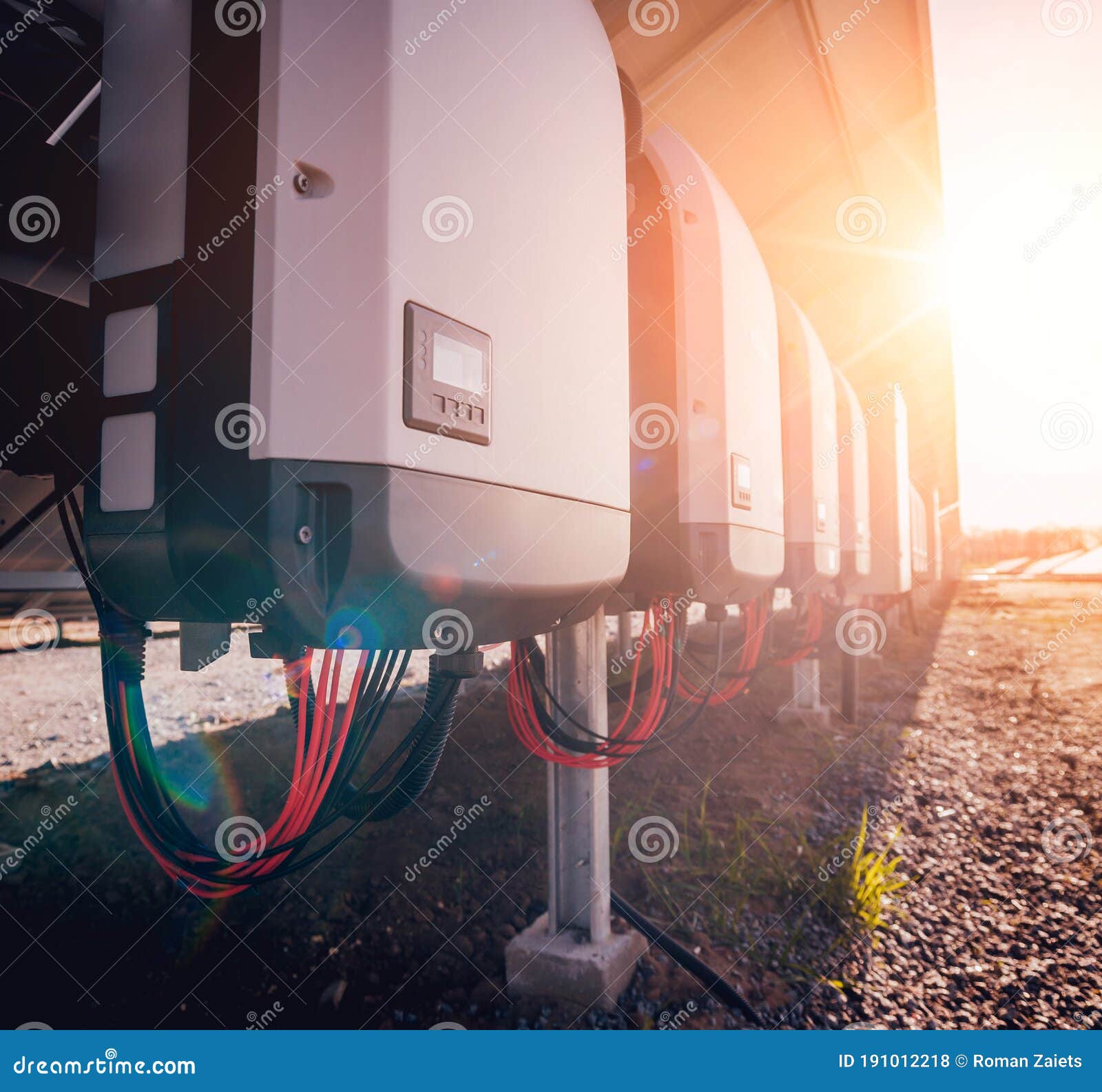 Back View of Solar Panel. Inverter To Transform Direct Current into ...