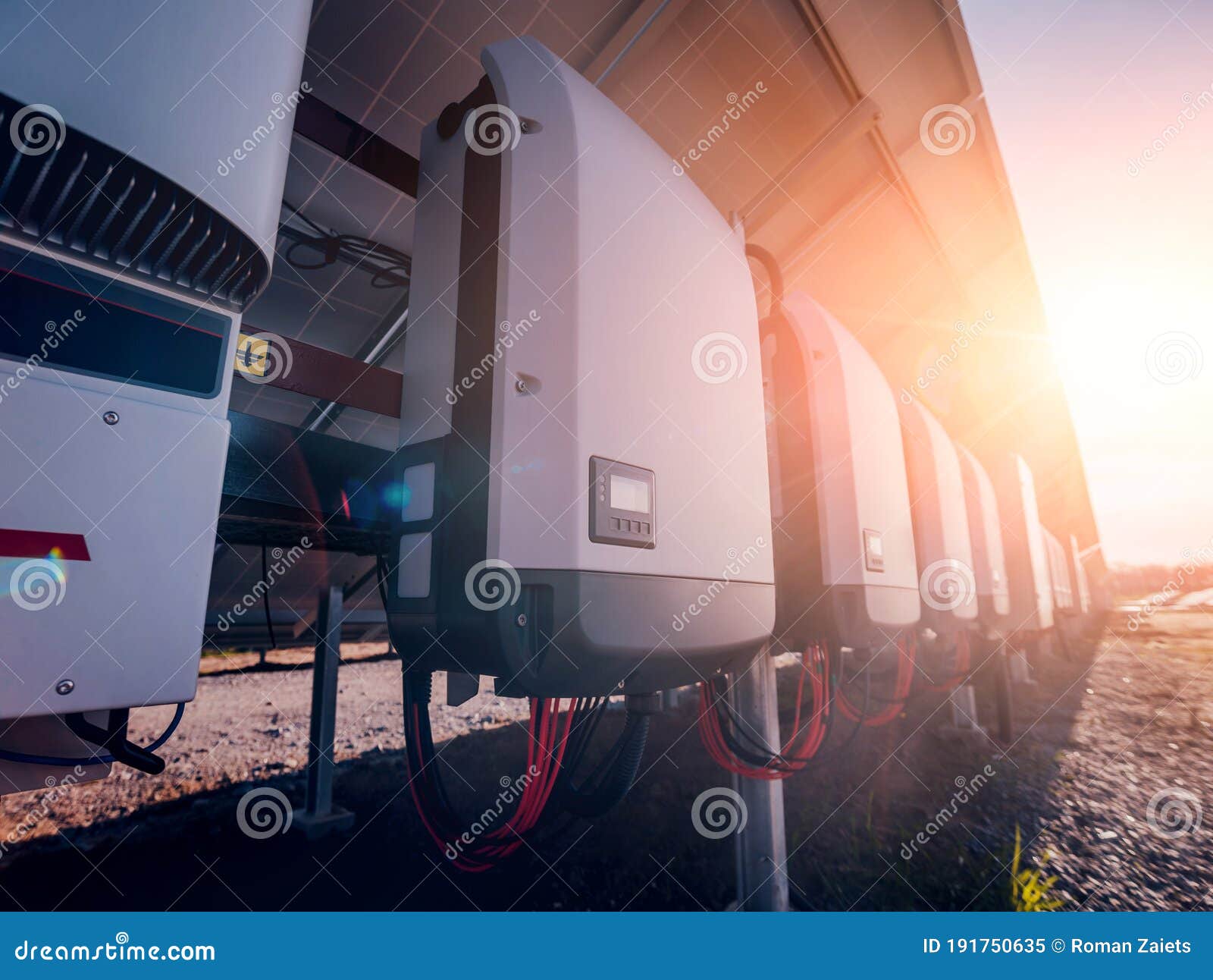 Back View of Solar Panel. Inverter To Transform Direct Current into ...