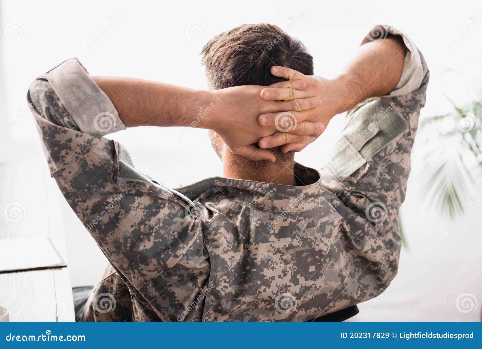 Back View of Soldier in Military Stock Image - Image of rest, indoors ...