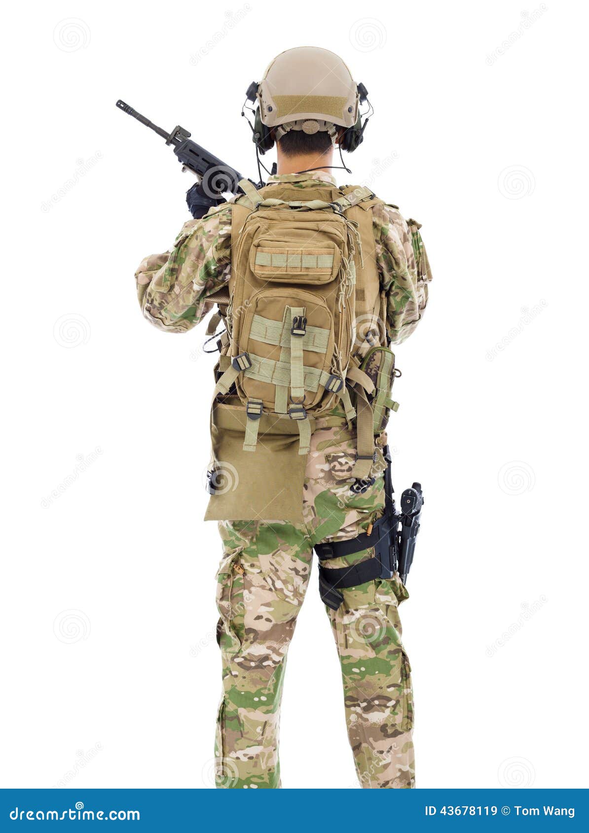 Back View of Soldier with Rifle or Sniper Stock Image - Image of pose ...