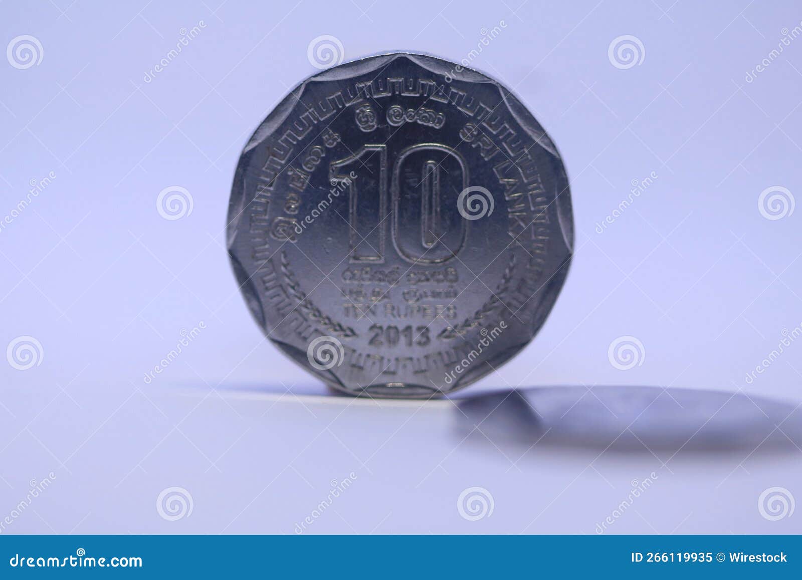 Back View of a Sri Lankan 10 Rupee Coin Isolated on White Background ...