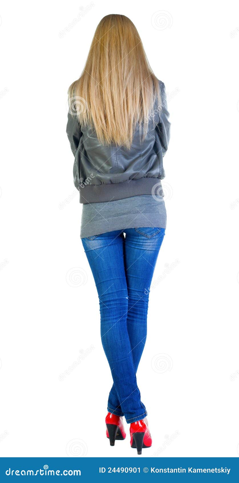 Back View of Standing Beautiful Blonde Woman. Stock Image - Image of ... Back View of Standing Beautiful Blonde Woman. Stock Image - Image of ...