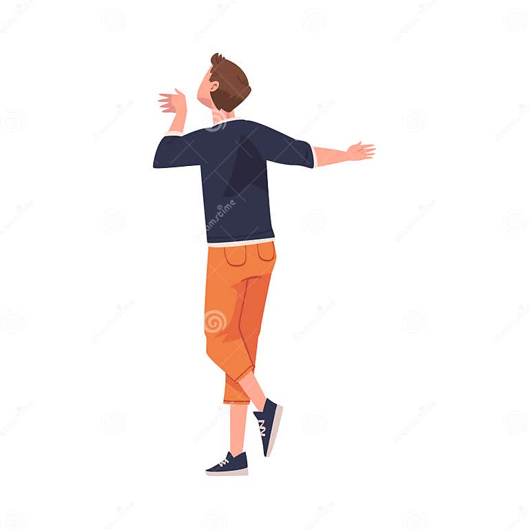 Back View of Standing Guy Looking at Something Vector Illustration ...
