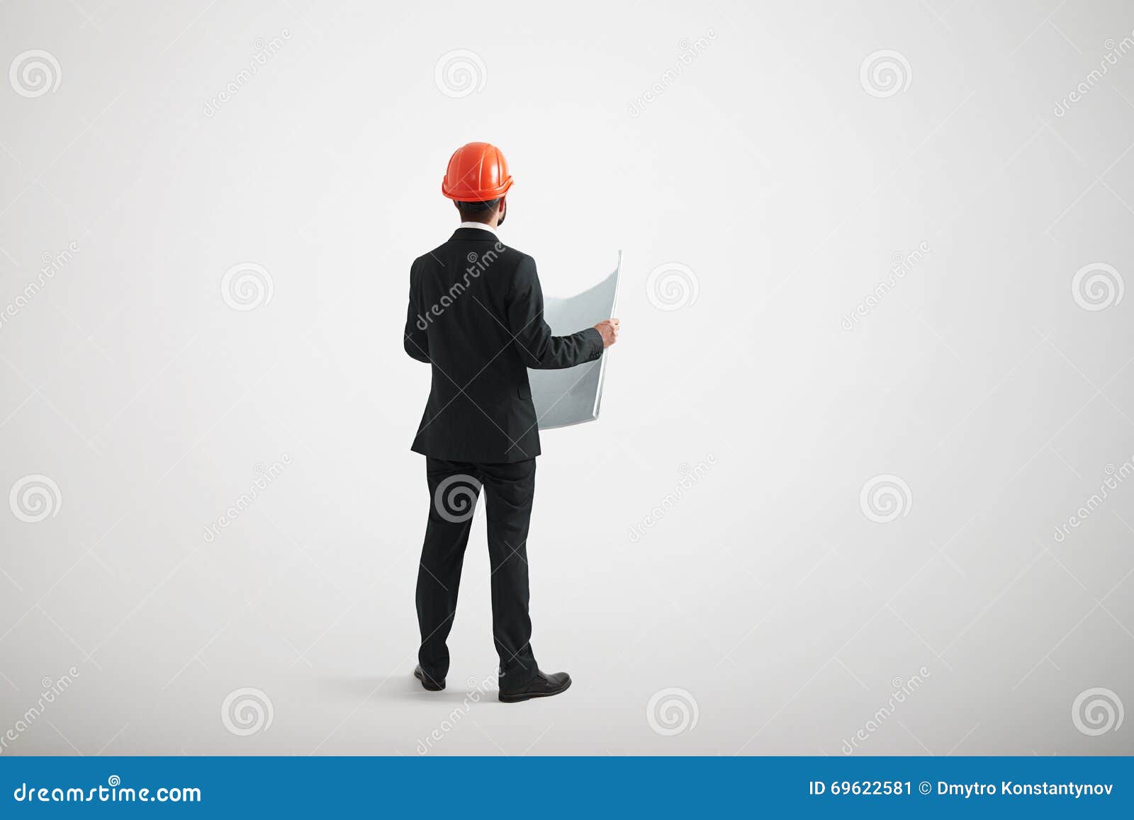 Back View of Standing Man in Formal Wear and a Hard Hat Stock Image ...