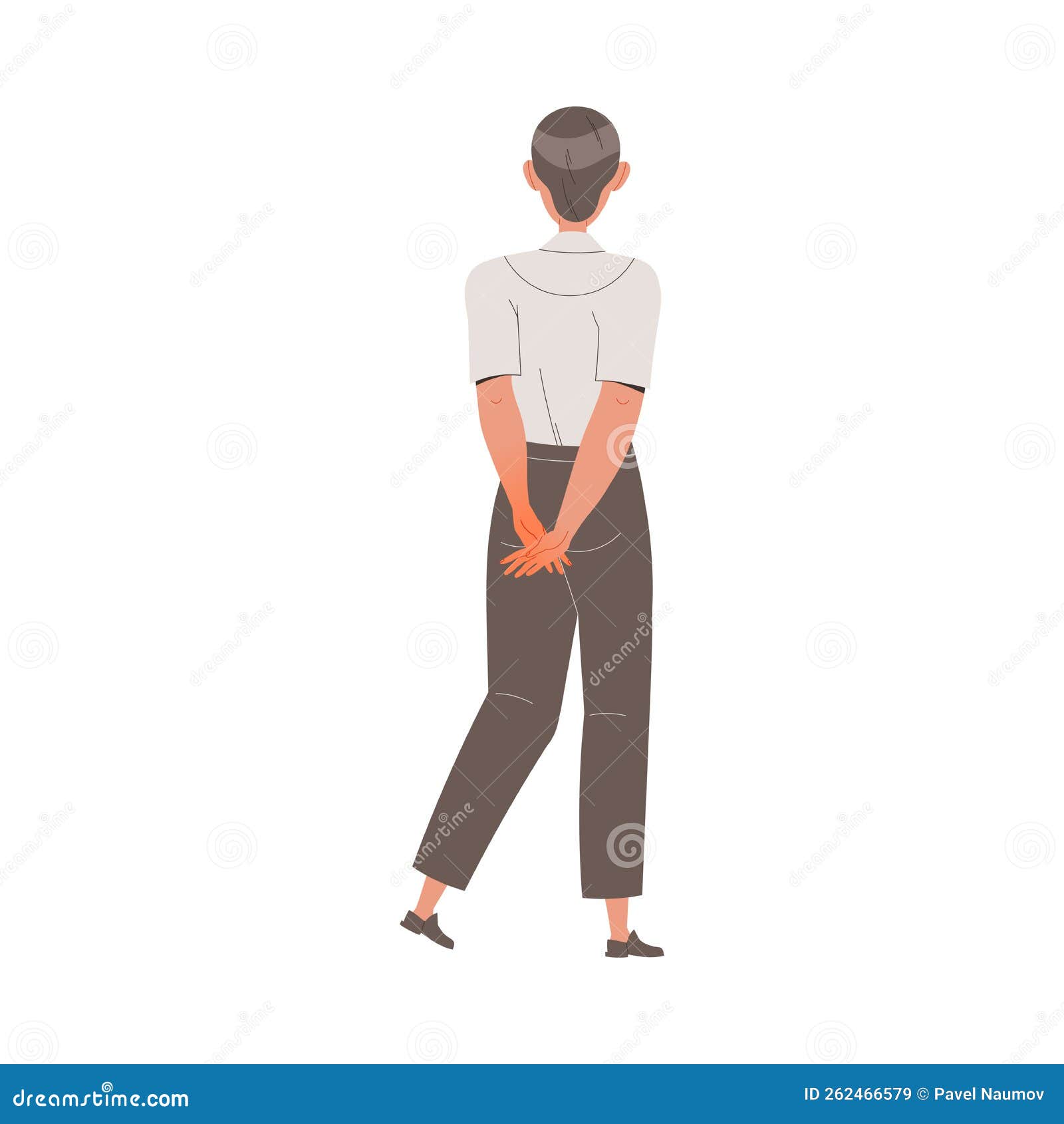 Back View of Standing Man with Hands Behind Looking at Something Vector ...