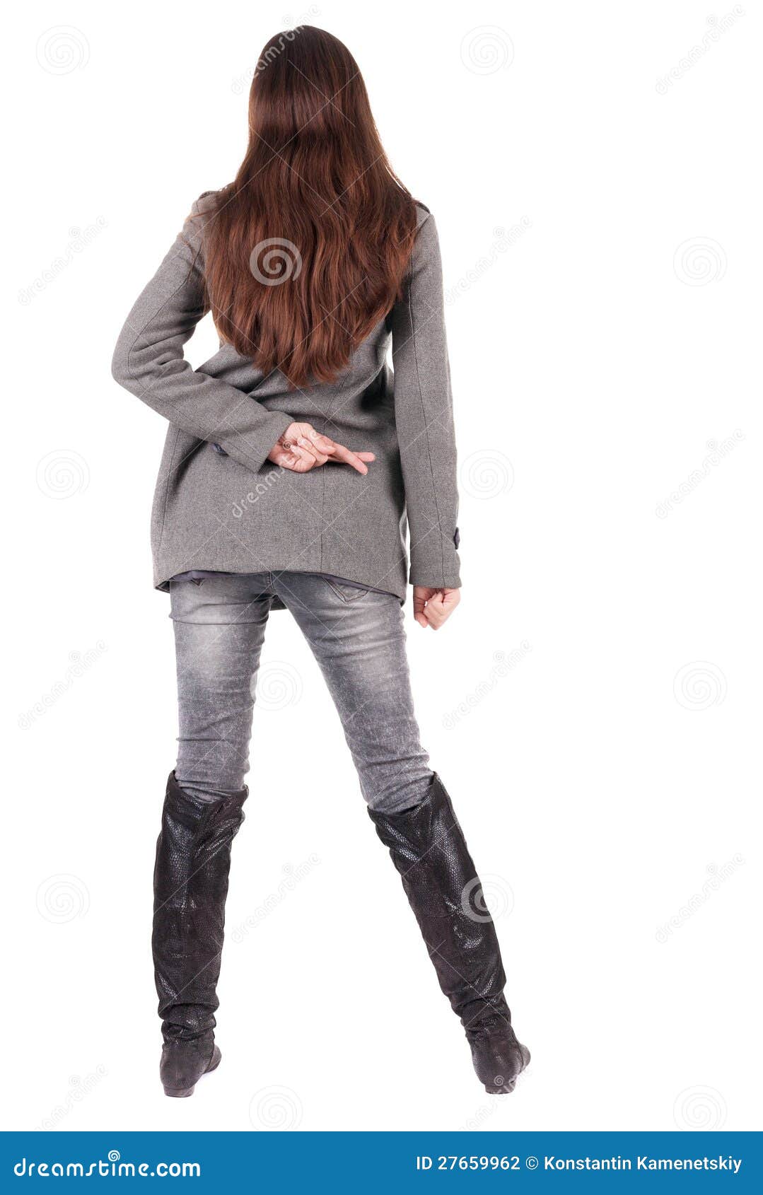 Back View of Standing Young Beautiful Woman. Stock Photo - Image of ...