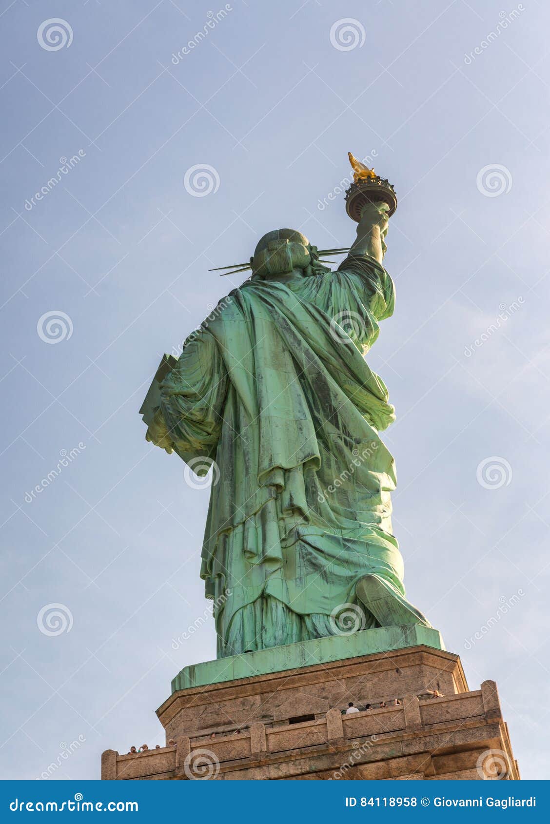 Back View of Statue of Liberty from Street Level, New York Stock Photo ...