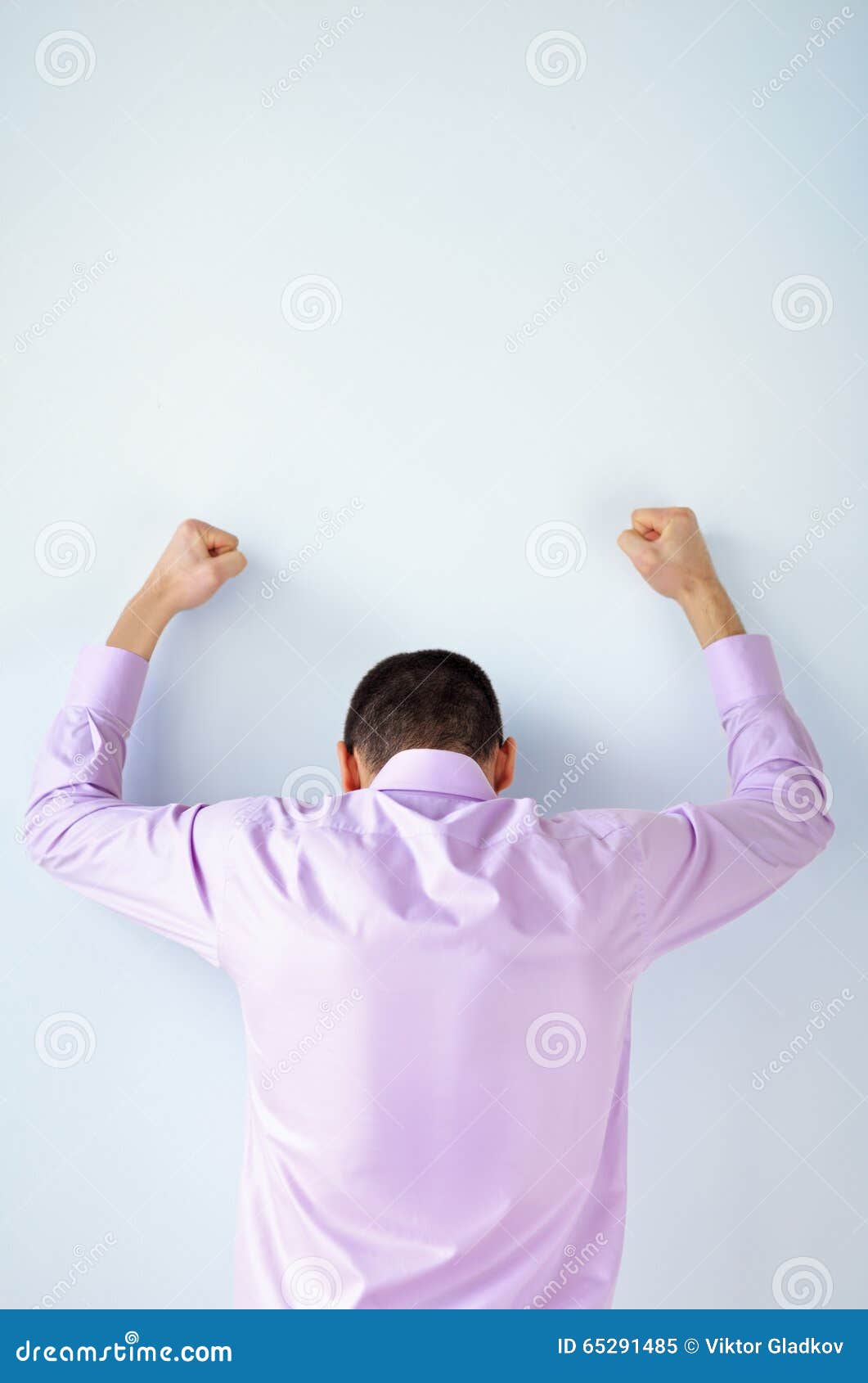 Back View of Stressed Business Man with Hands Up Stock Image - Image of ...